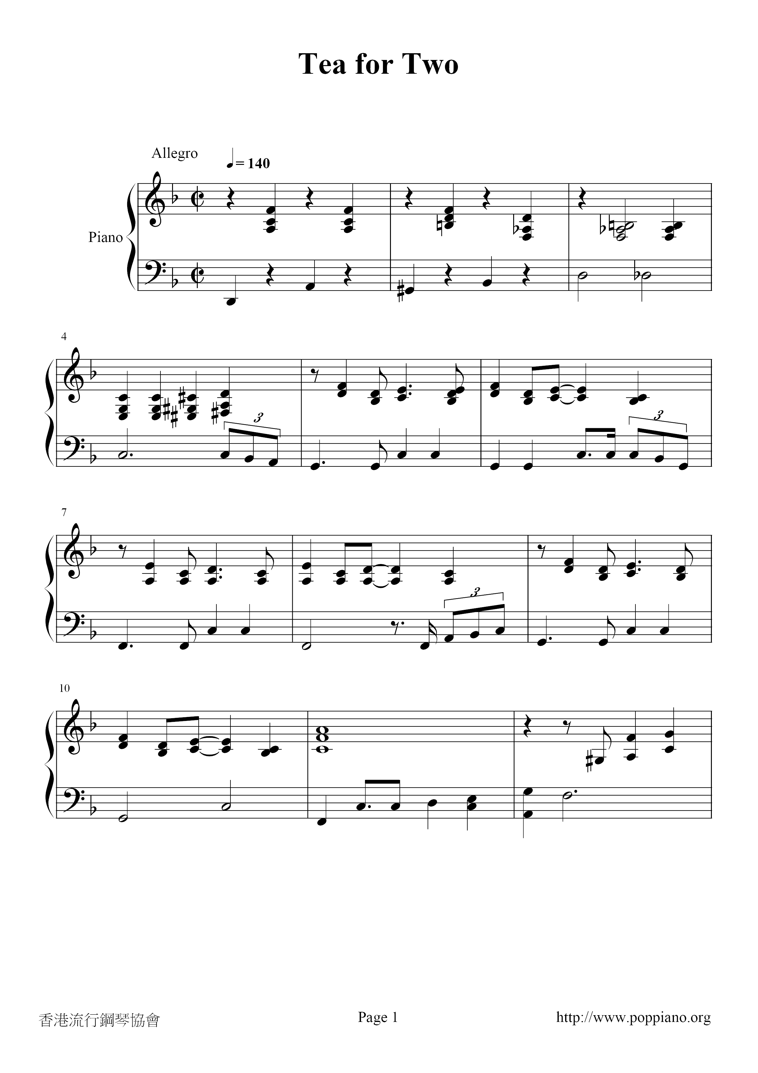 Doris Day-Tea for Two Sheet Music pdf, - Free Score Download ★