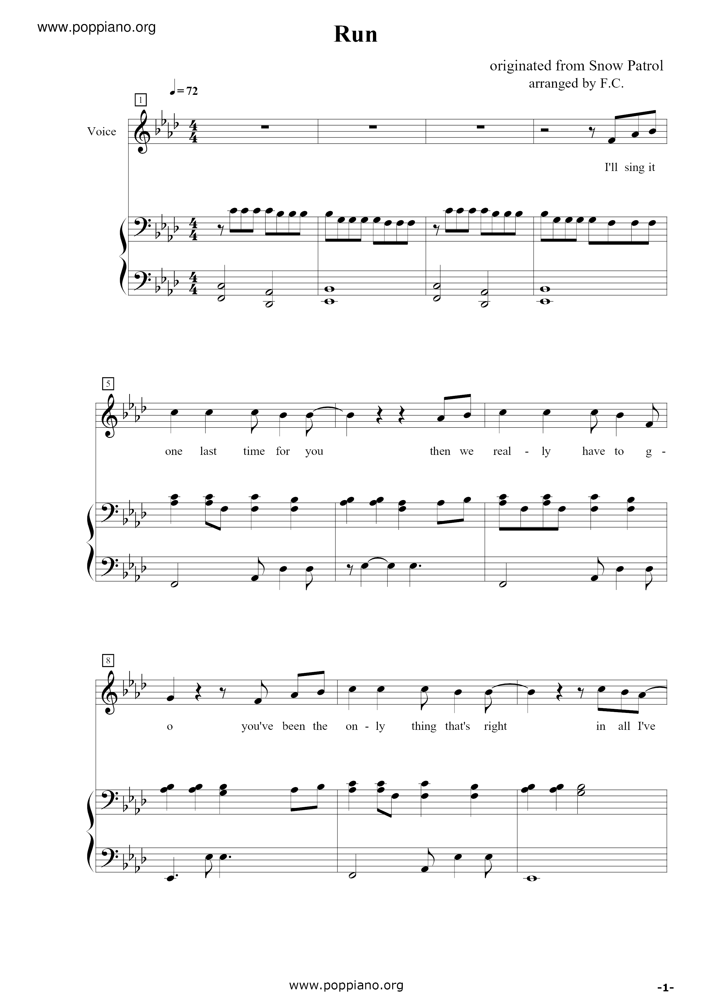 Leona Lewis-Run Sheet Music pdf, - Free Score Download ★