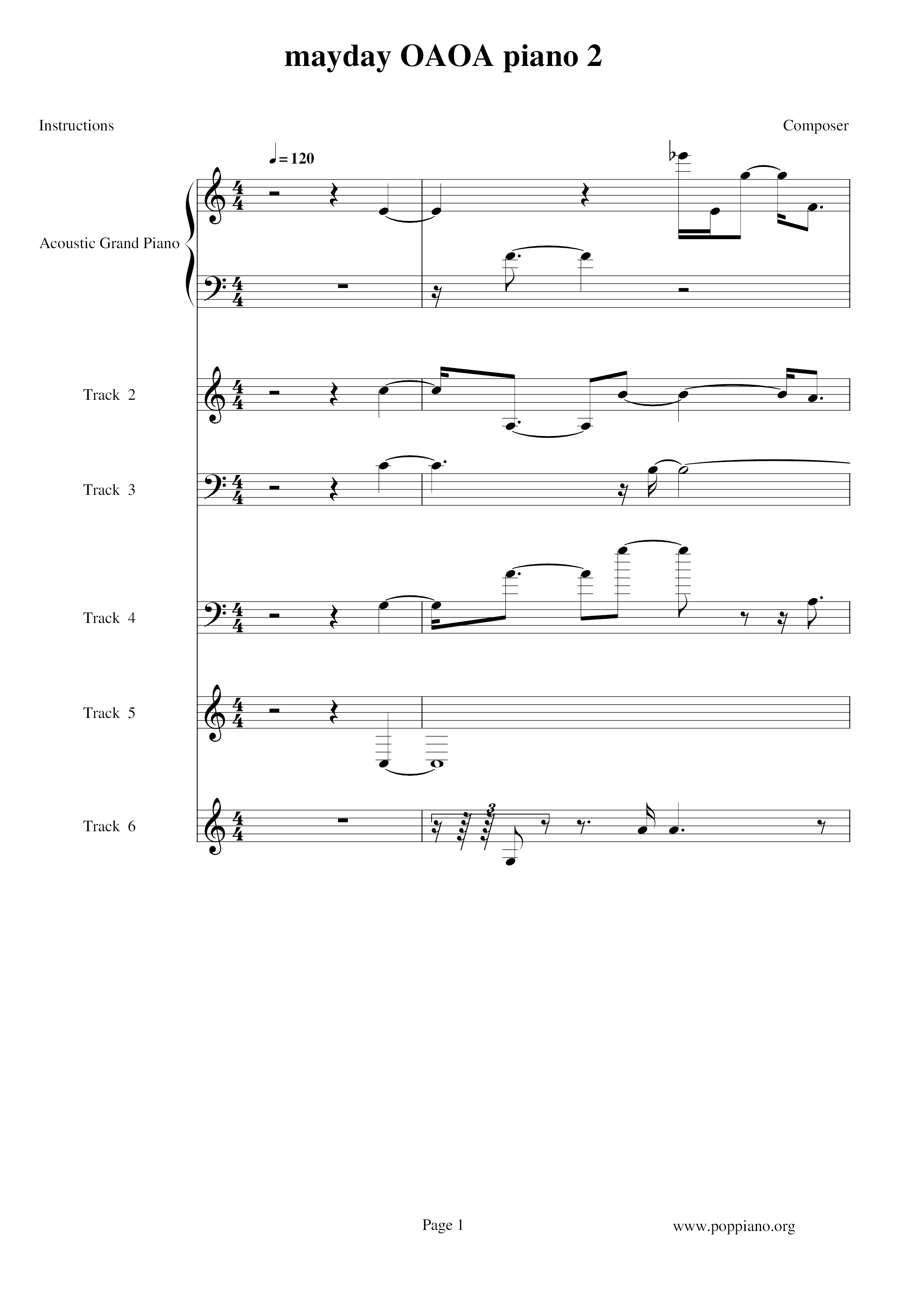 Mayday-OAOA - Now Is Forever Sheet Music pdf, - Free Score Download ★