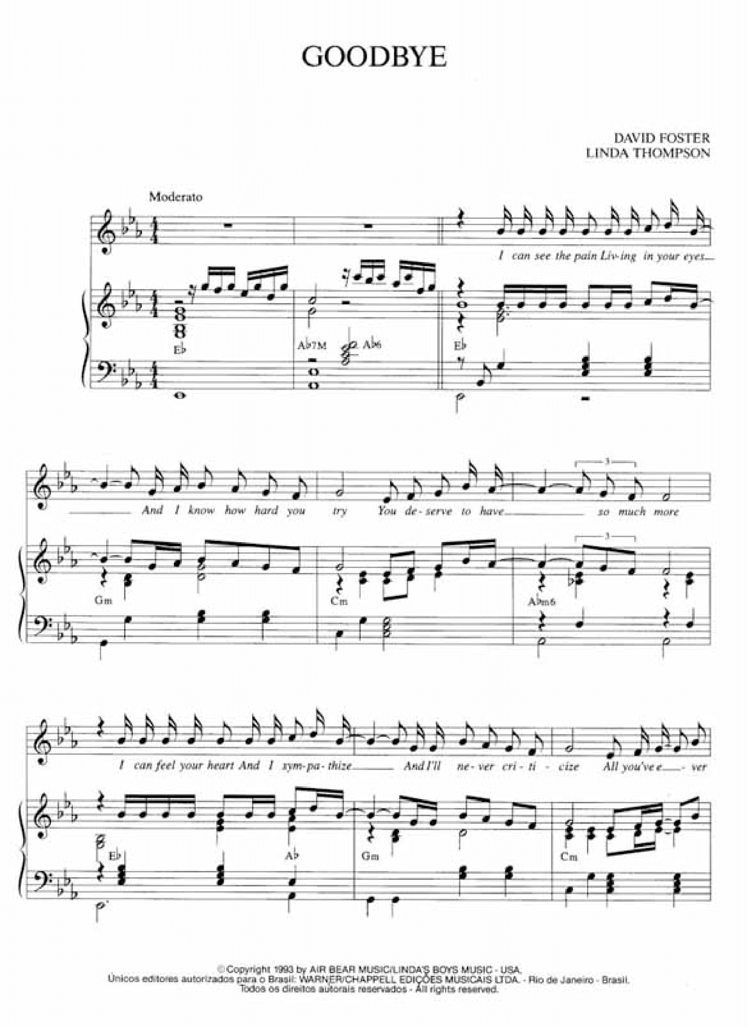Air Supply-Goodbye Sheet Music pdf, - Free Score Download ★