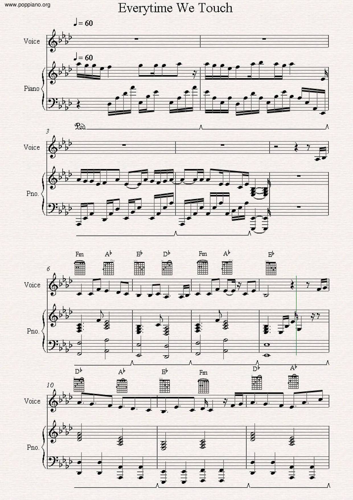 Cascada-Everytime We Touch Sheet Music pdf, - Free Score Download ★