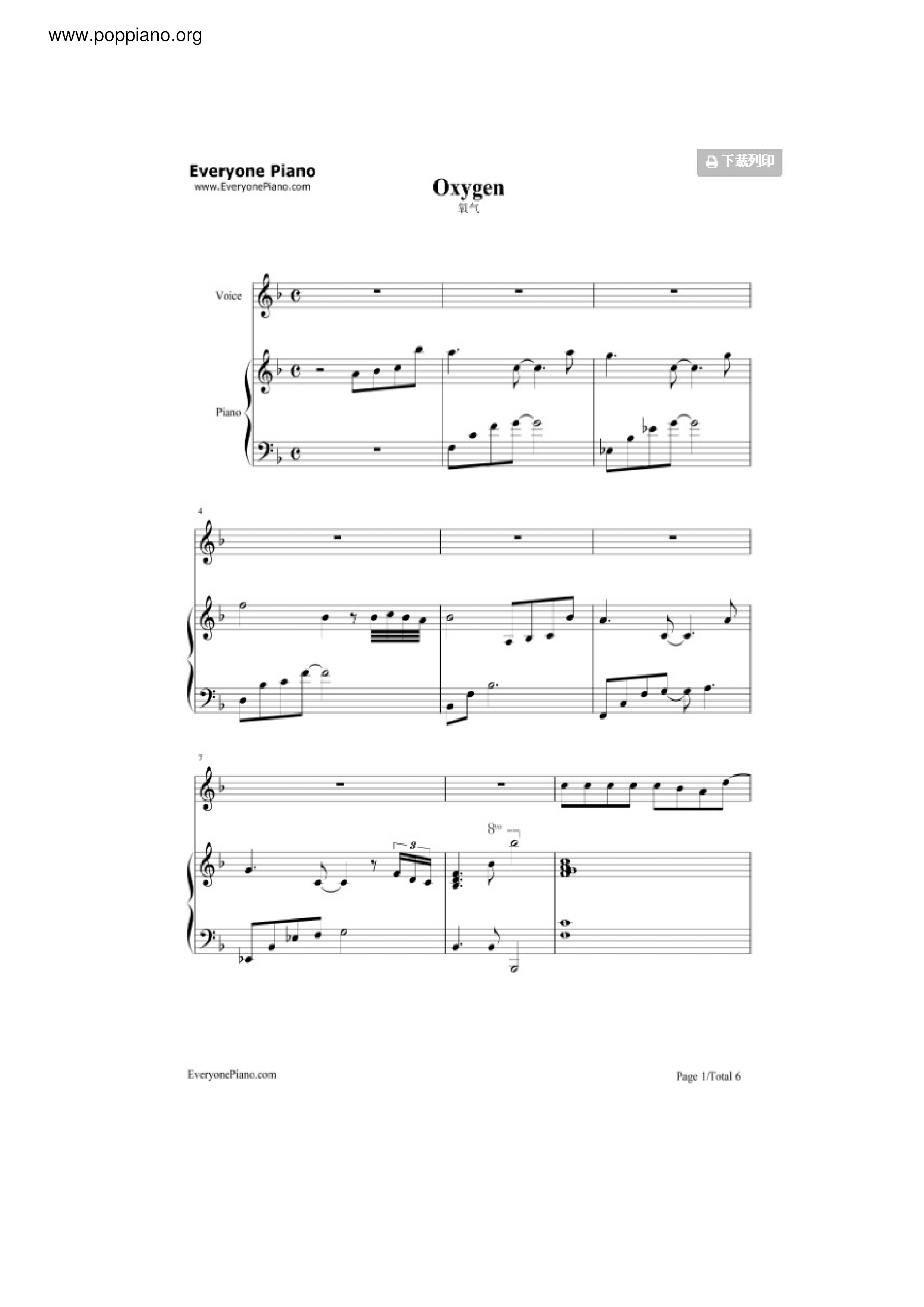 Mavis Fan-Oxygen Sheet Music pdf, - Free Score Download ★