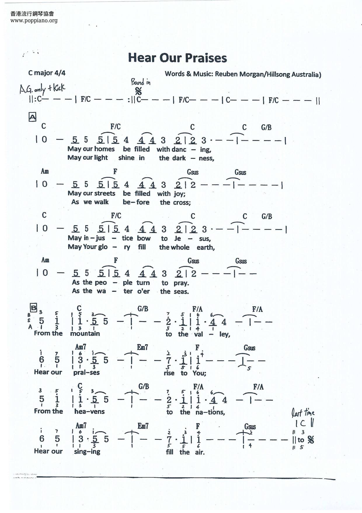 Hymn-Hear Our Praises Sheet Music pdf, - Free Score Download ★