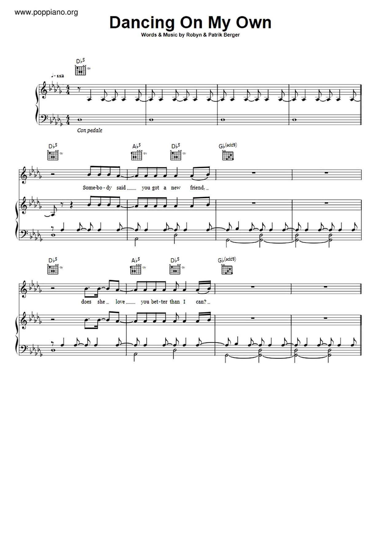 ★Calum Scott - Dancing On My Own ピアノ譜pdf- 香港ポップピアノ協会 無料PDF楽譜ダウンロード gakufu