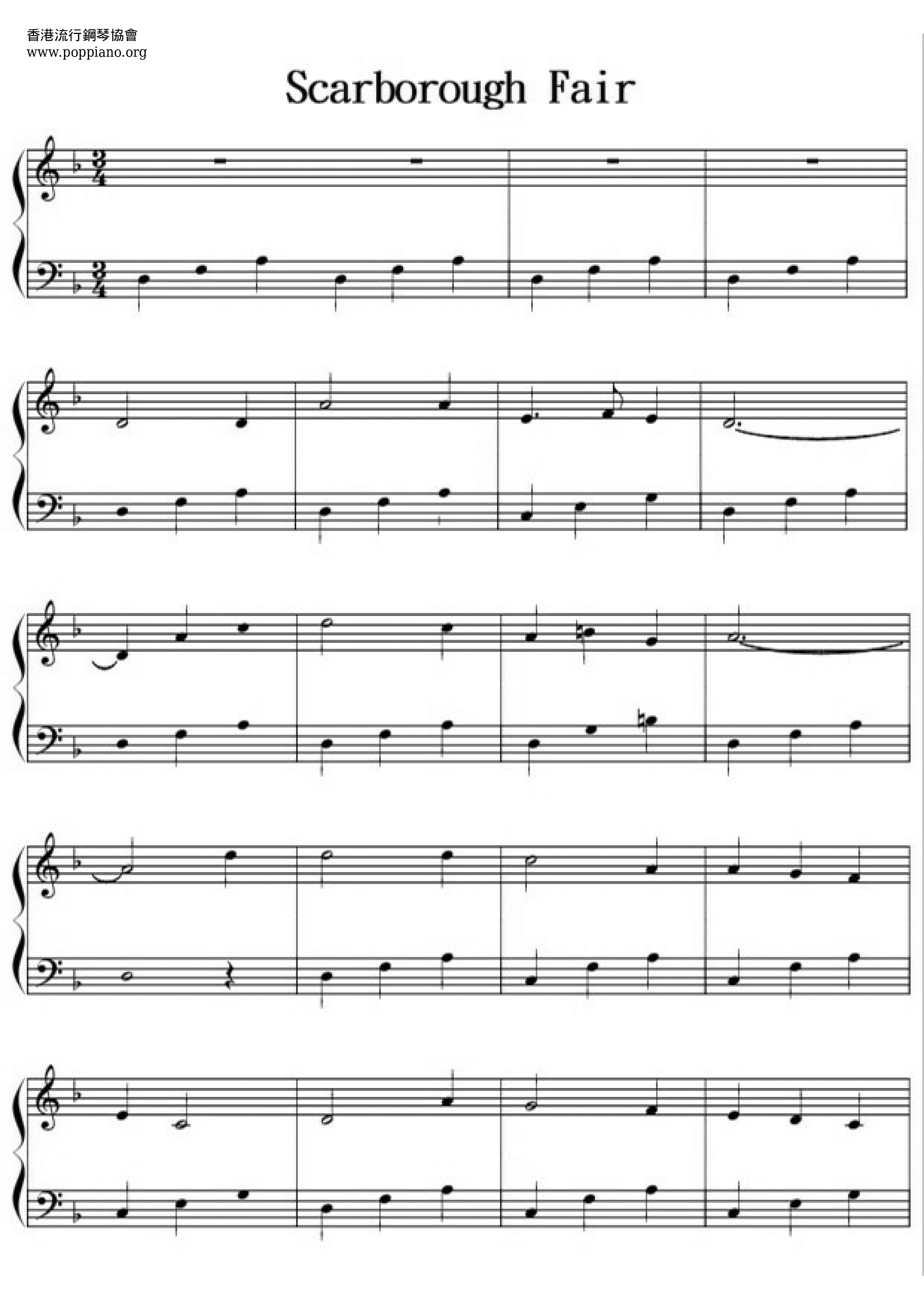 Simon & Garfunkel-Scarborough Fair Sheet Music pdf, - Free Score Download ★