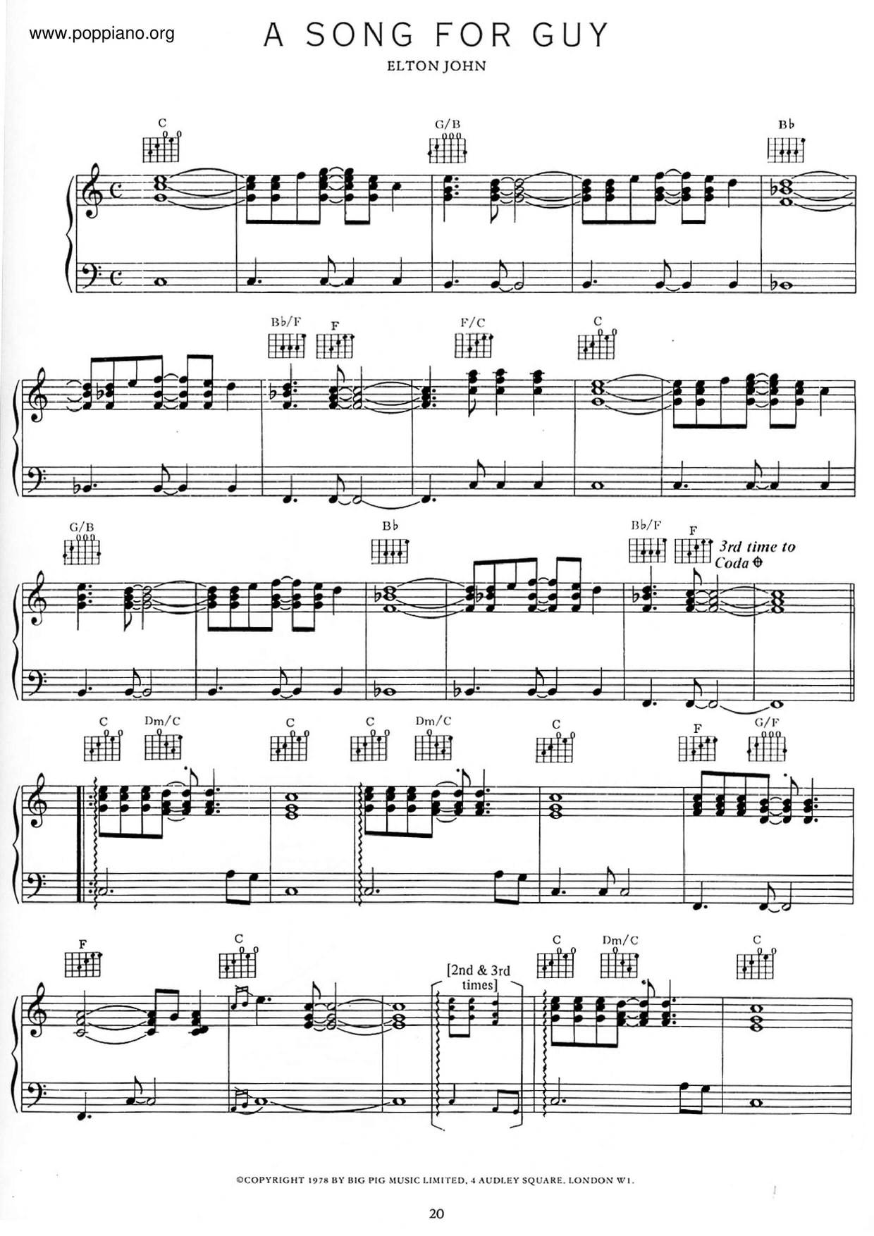 Elton John-Song For Guy Sheet Music pdf, - Free Score Download ★
