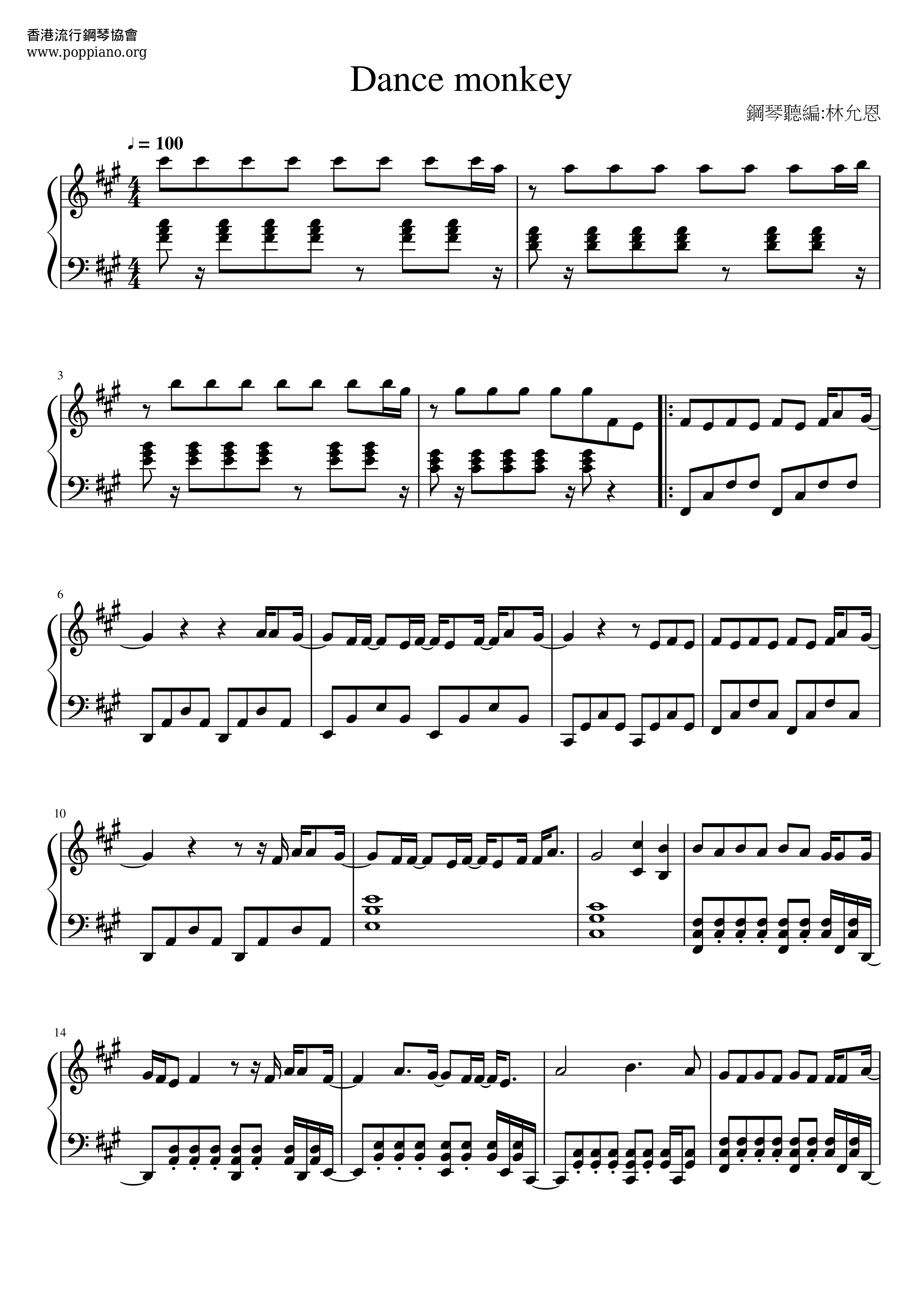 TONES AND I-Dance Monkey Sheet Music pdf, - Free Score Download ★