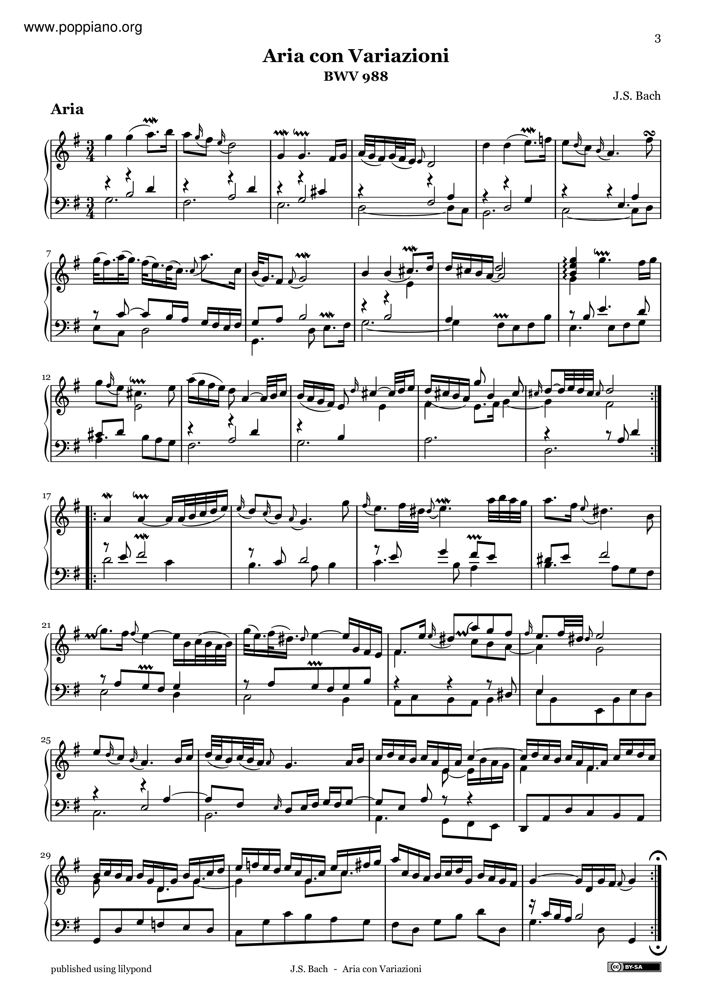 Bach-Goldberg Variations, BWV 988: Aria Sheet Music pdf, - Free Score Download ★