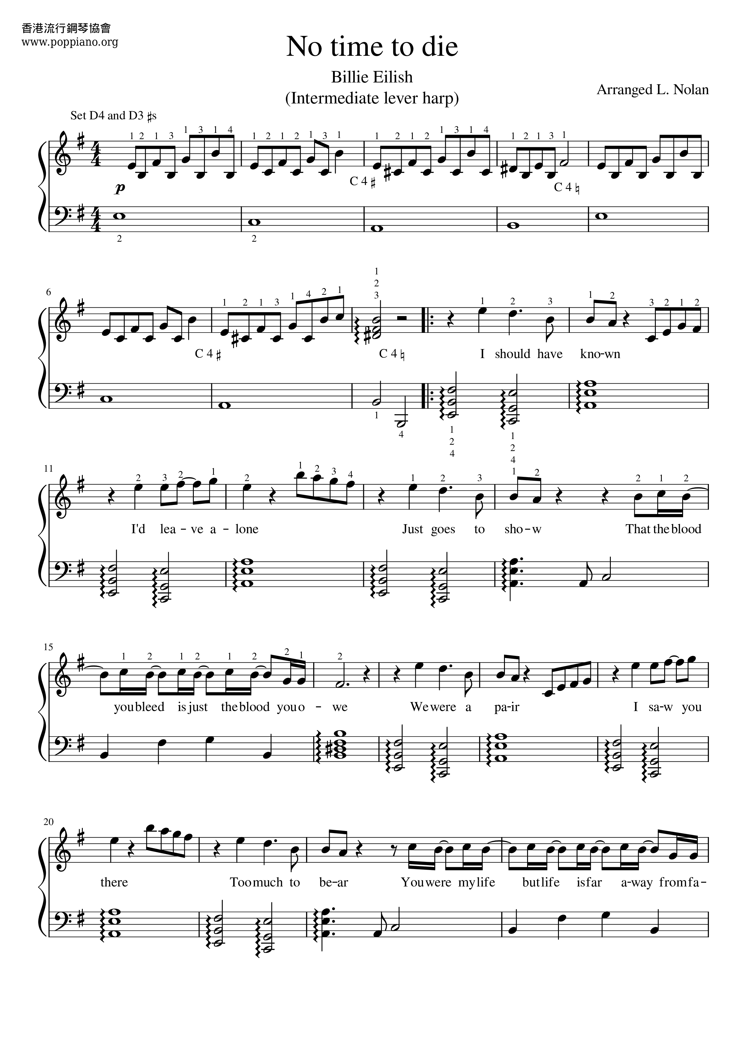 Billie Eilish-No Time To Die Sheet Music pdf, - Free Score Download ★