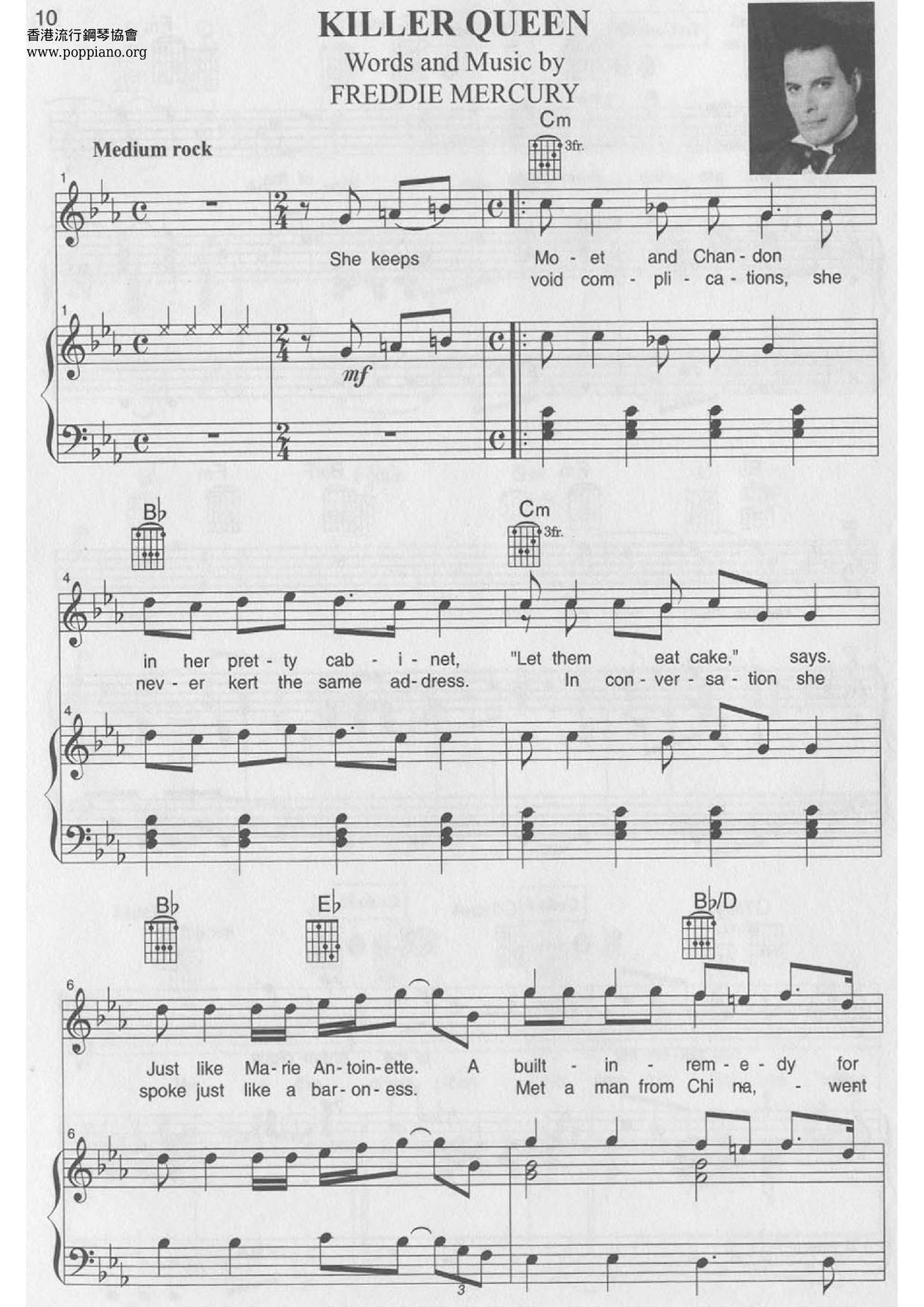 Queen-Killer Queen Sheet Music pdf, (クイーン) - Free Score Download ★
