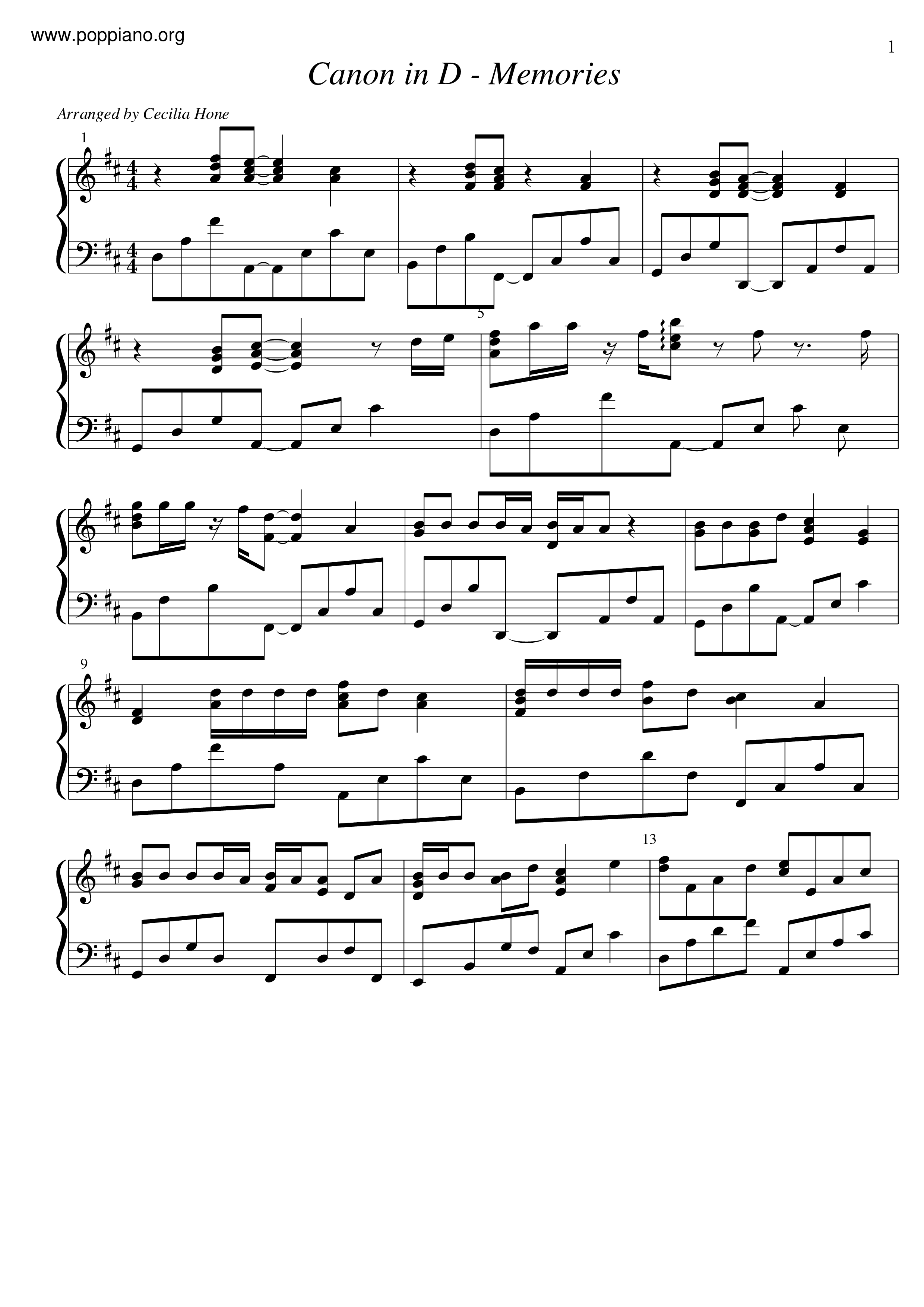Maroon 5, Pachelbel-Memories / Canon In D Sheet Music pdf, - Free Score ...