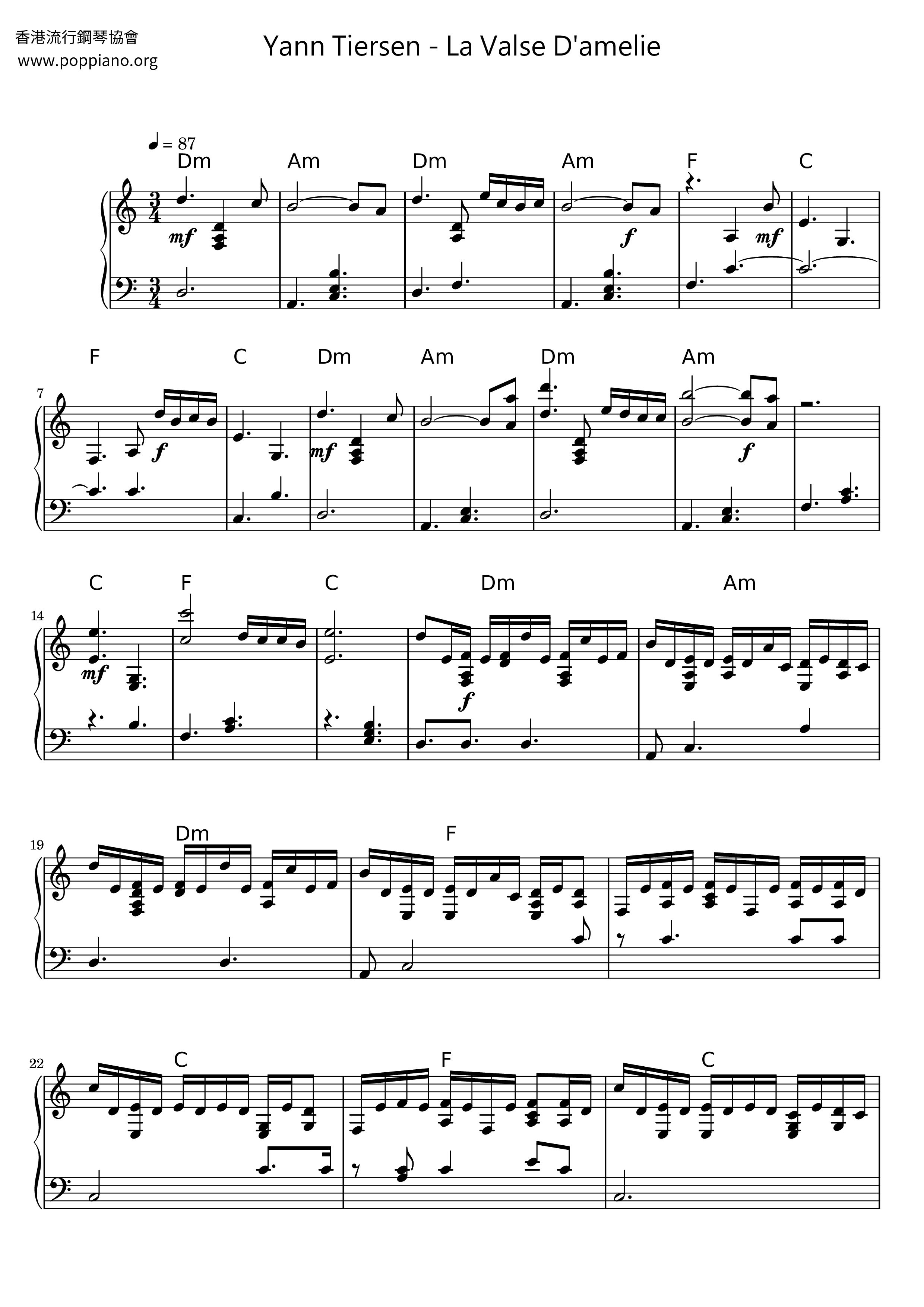 Yann Tiersen-La Valse D'amelie Sheet Music pdf, - Free Score Download ★