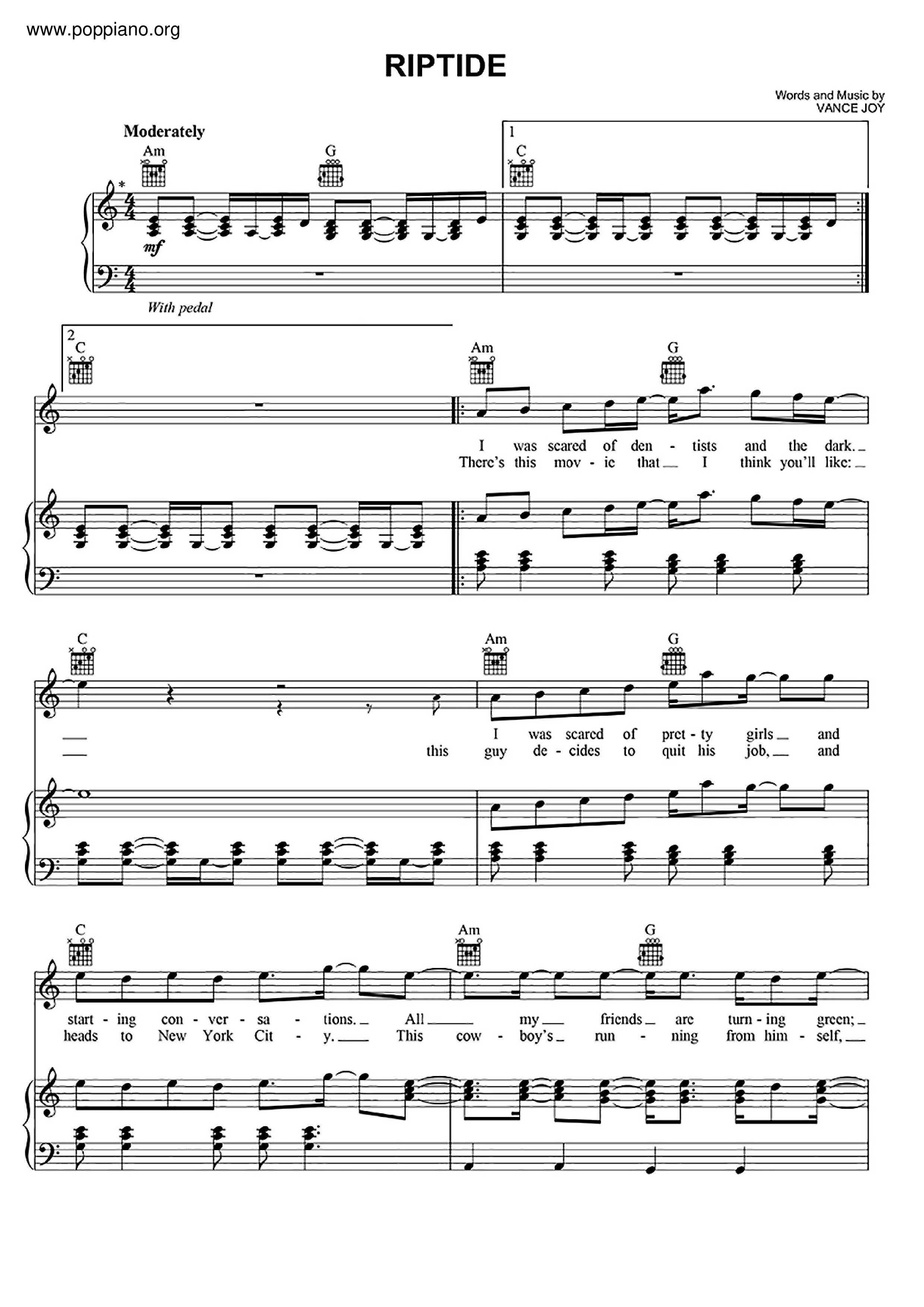 Vacance Joy-Riptide Sheet Music pdf, - Free Score Download ★