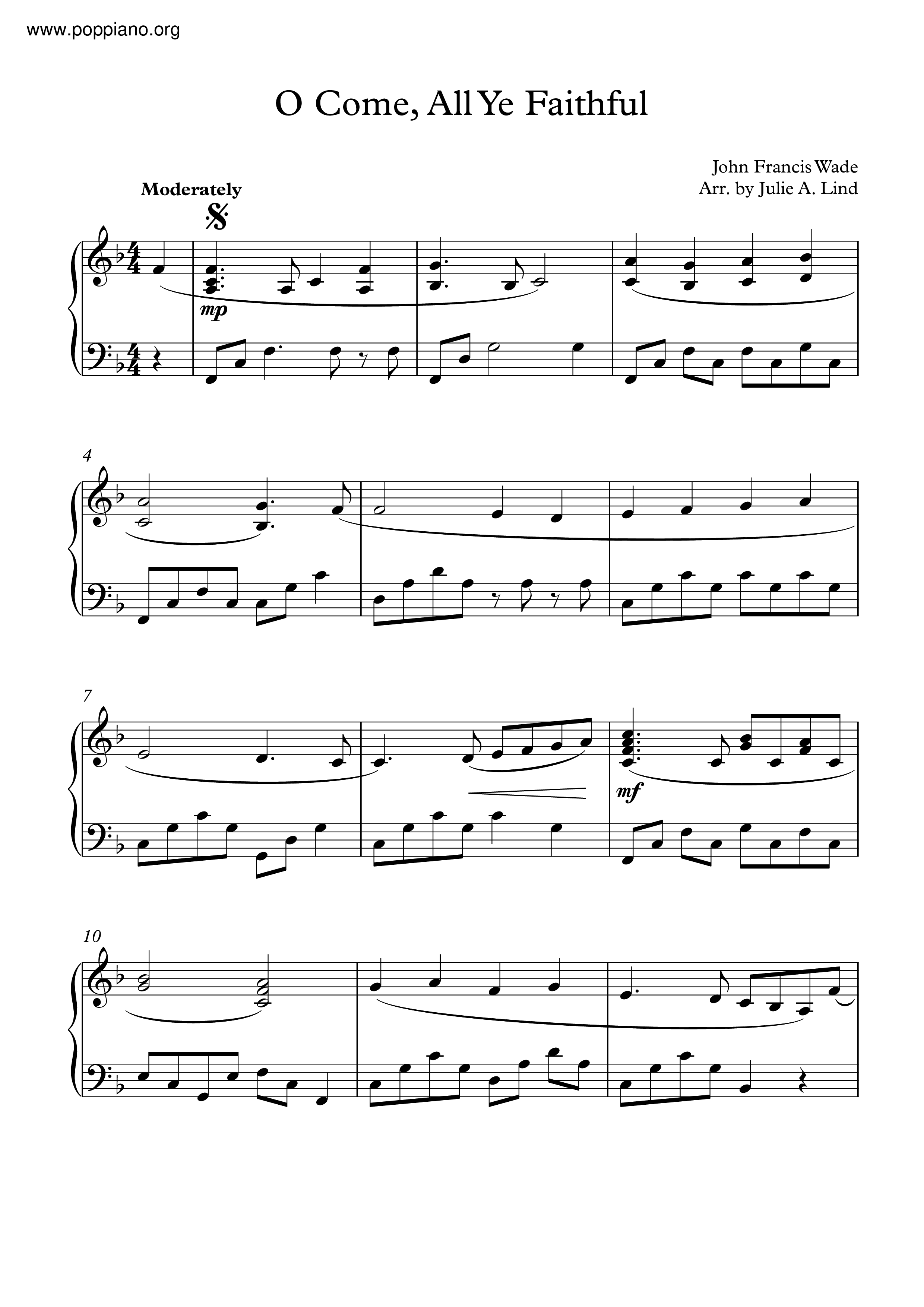 Christmas-O Come, All Ye Faithful Sheet Music pdf, - Free Score Download ★