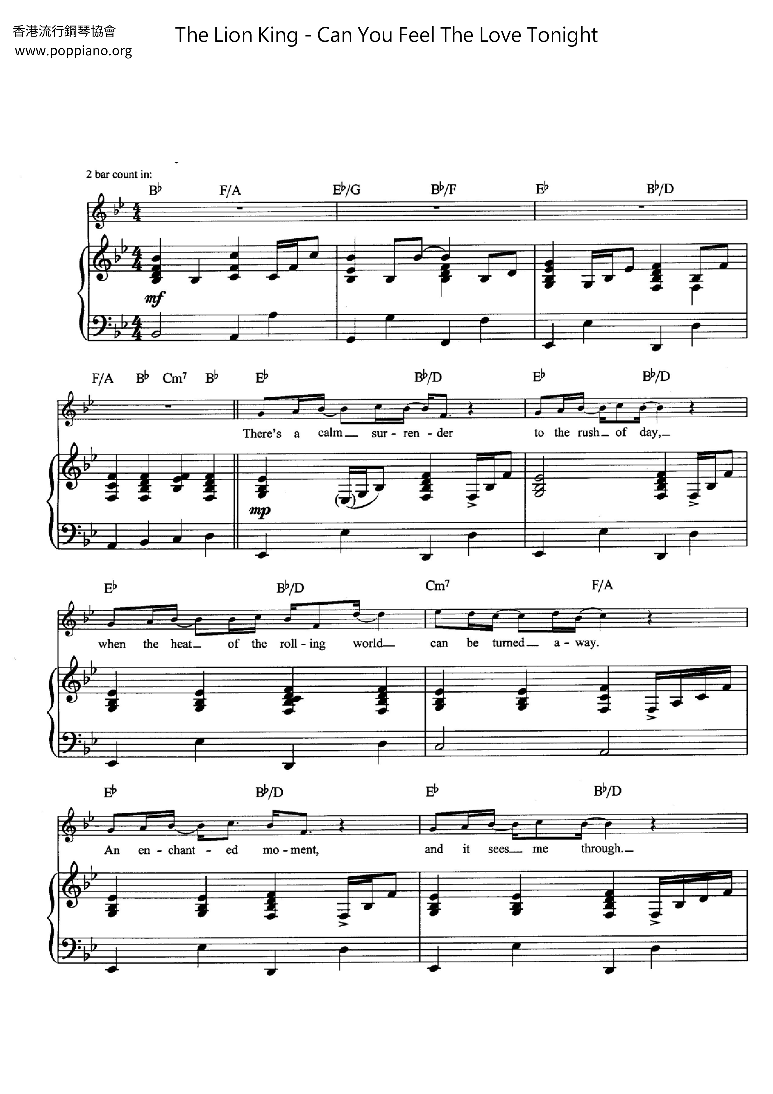 Elton John-The Lion King - Can You Feel The Love Tonight Sheet Music ...