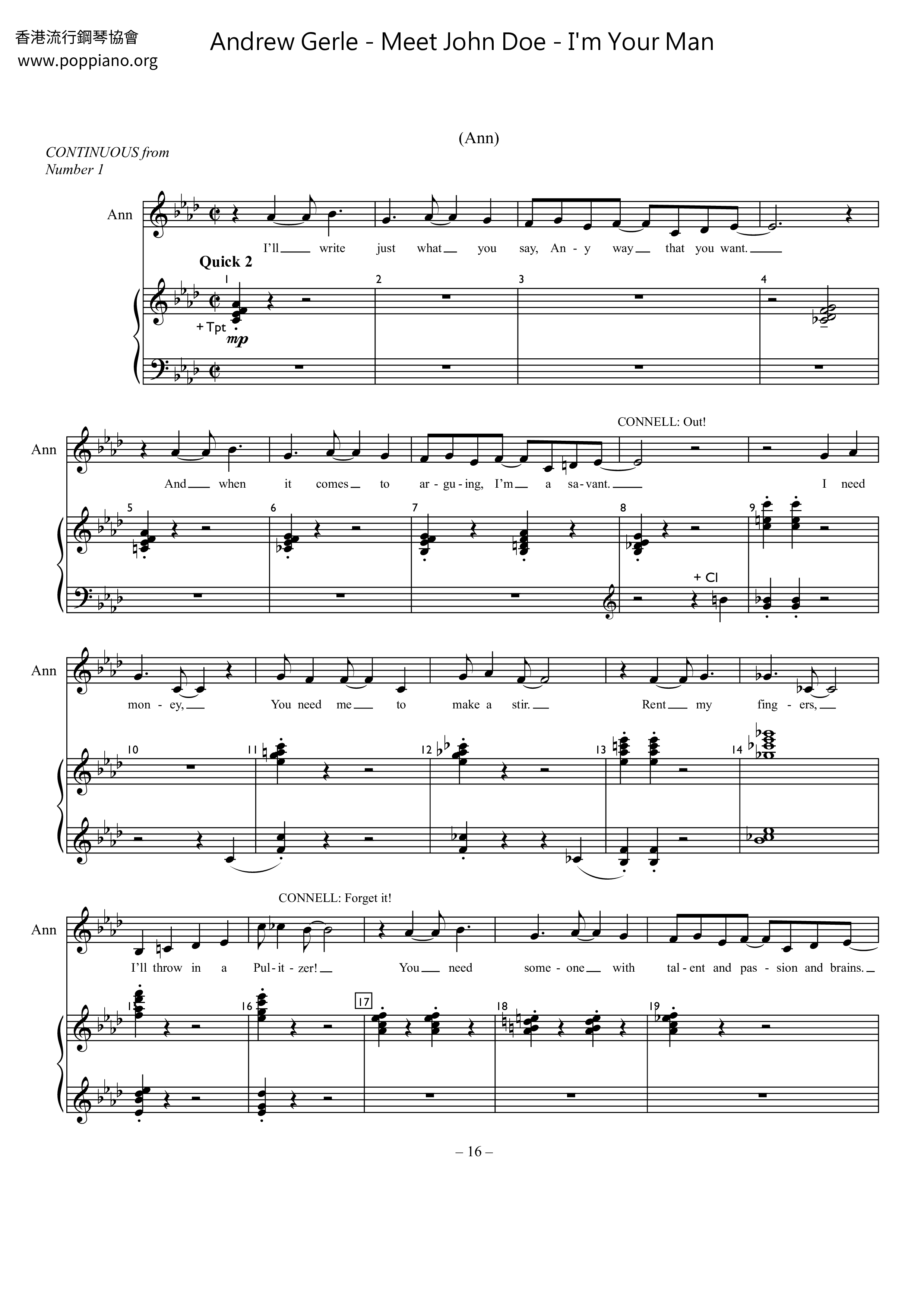 Andrew Gerle-Meet John Doe - I'm Your Man Sheet Music pdf, - Free Score ...