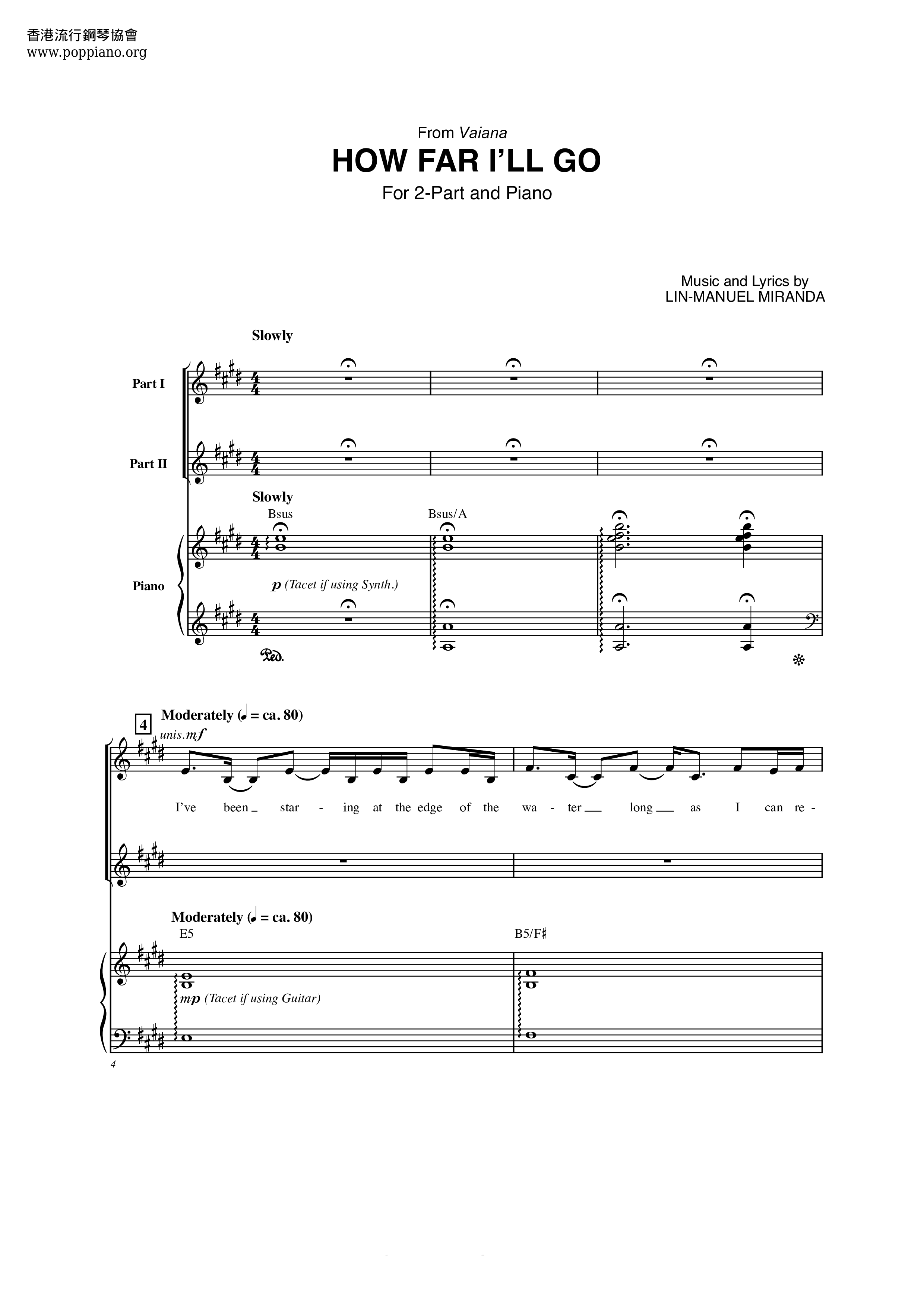 Auli'i Cravalho-Moana - How Far I'll Go Sheet Music pdf, - Free Score ...