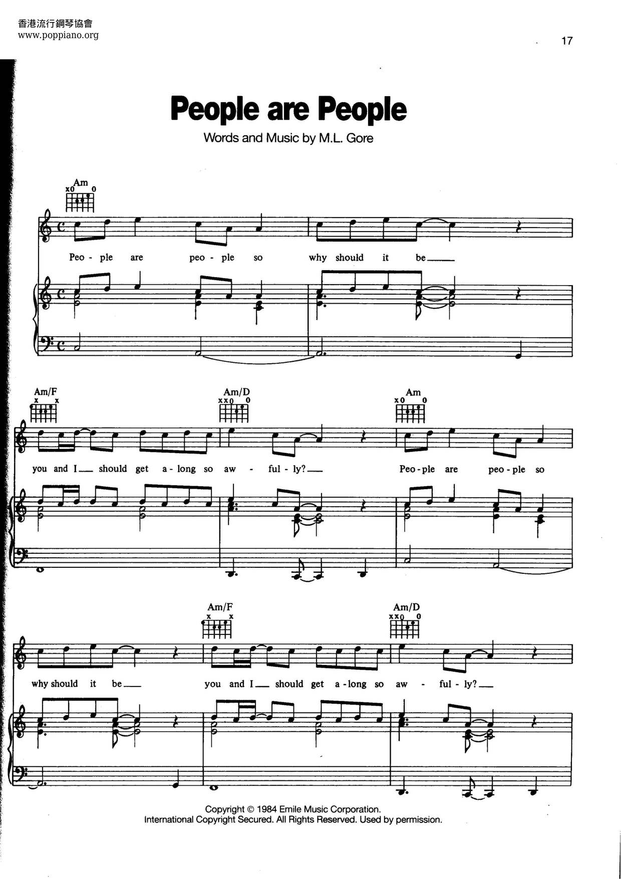 Depeche Mode-People Are People Sheet Music pdf, - Free Score Download ★