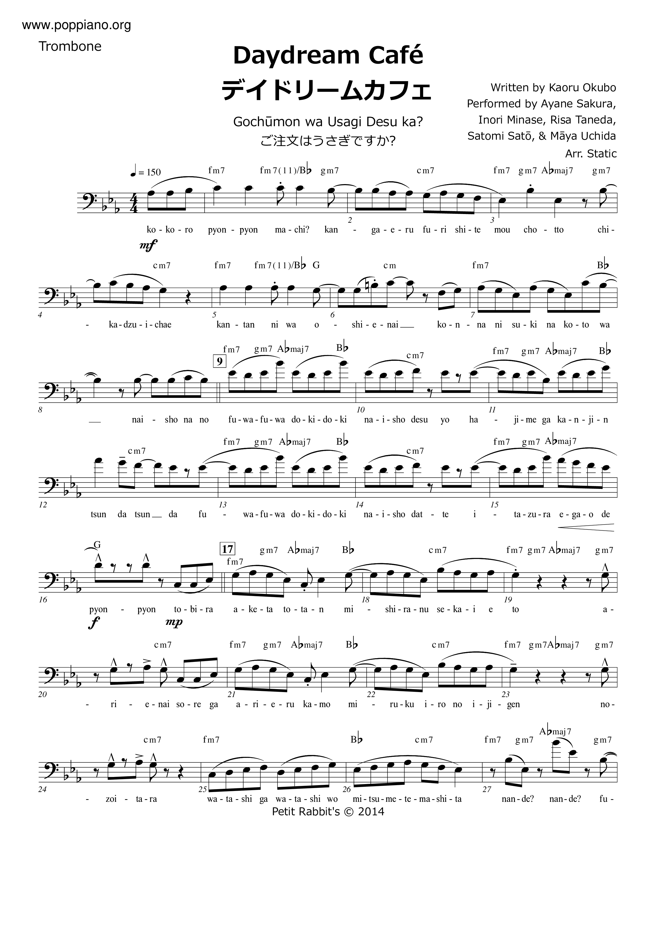 Is The Order A Rabbit?-Daydream Caf Sheet Music pdf, - Free Score Download ★