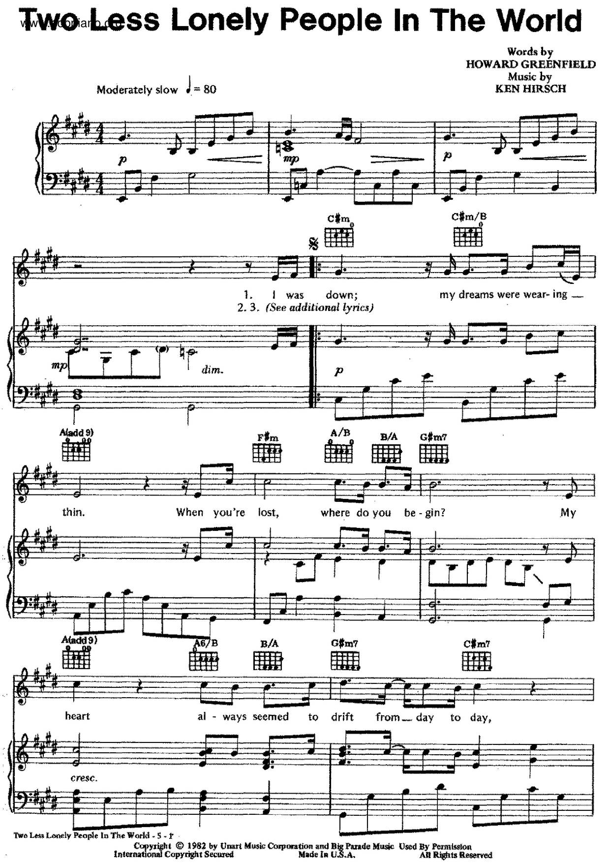 Air Supply-Two Less Lonely People In The World Sheet Music pdf, - Free ...