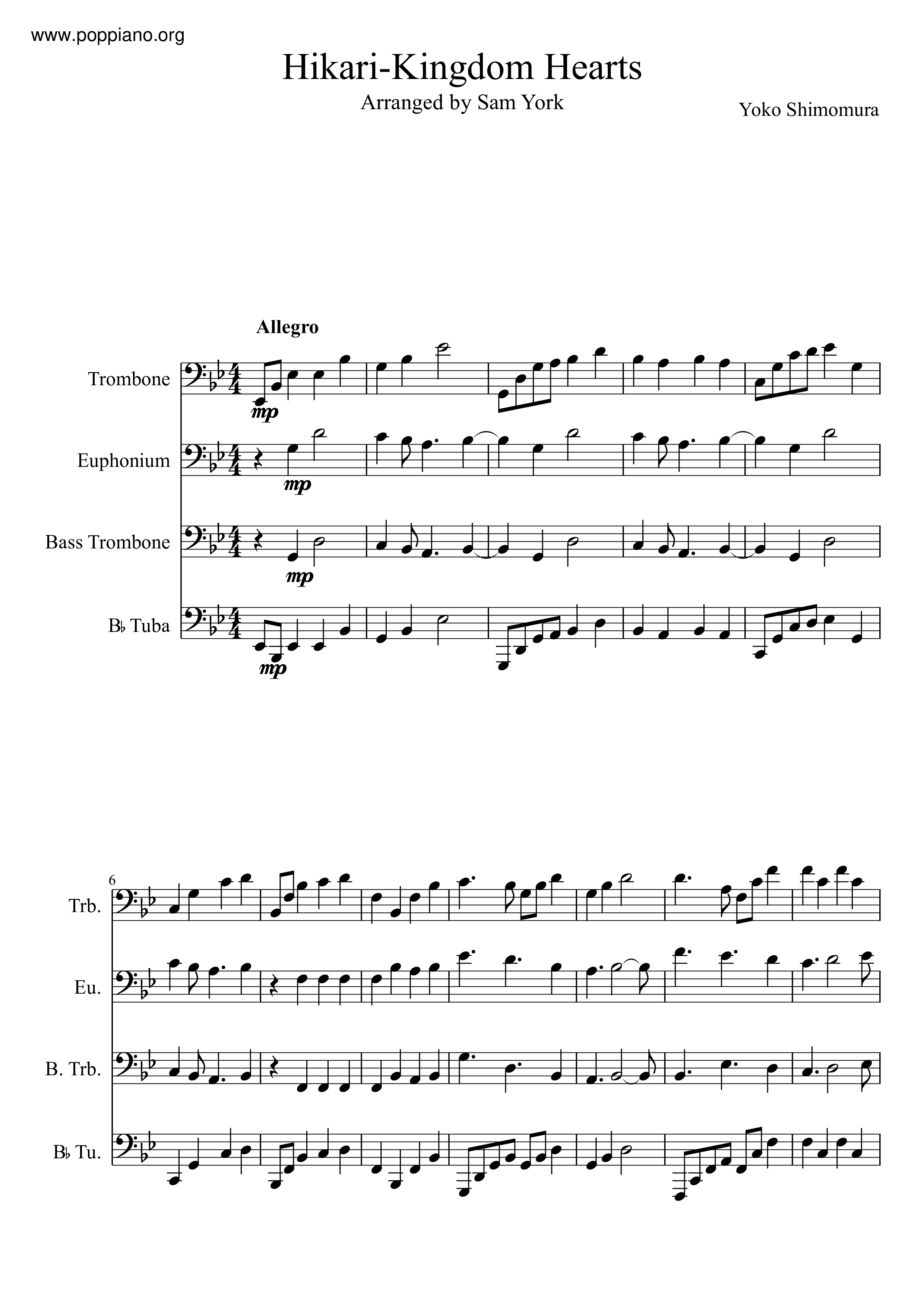 Kingdom Hearts-Hikari Sheet Music pdf, - Free Score Download ★