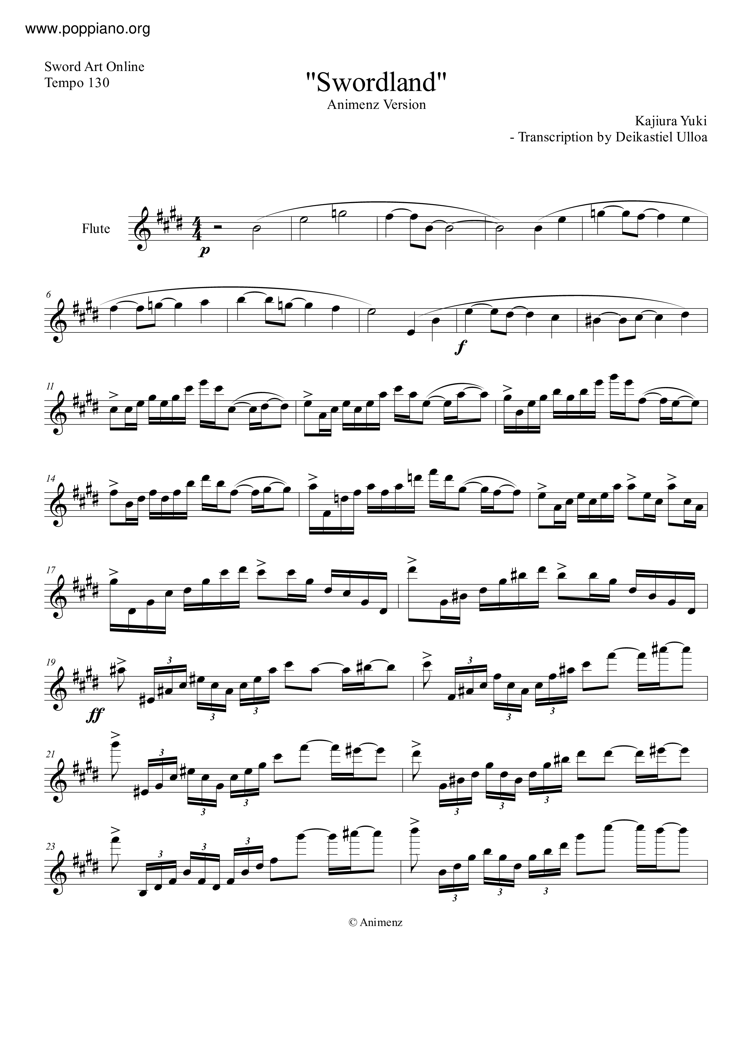 Sword Art Online-Swordland Sheet Music pdf, - Free Score Download ★