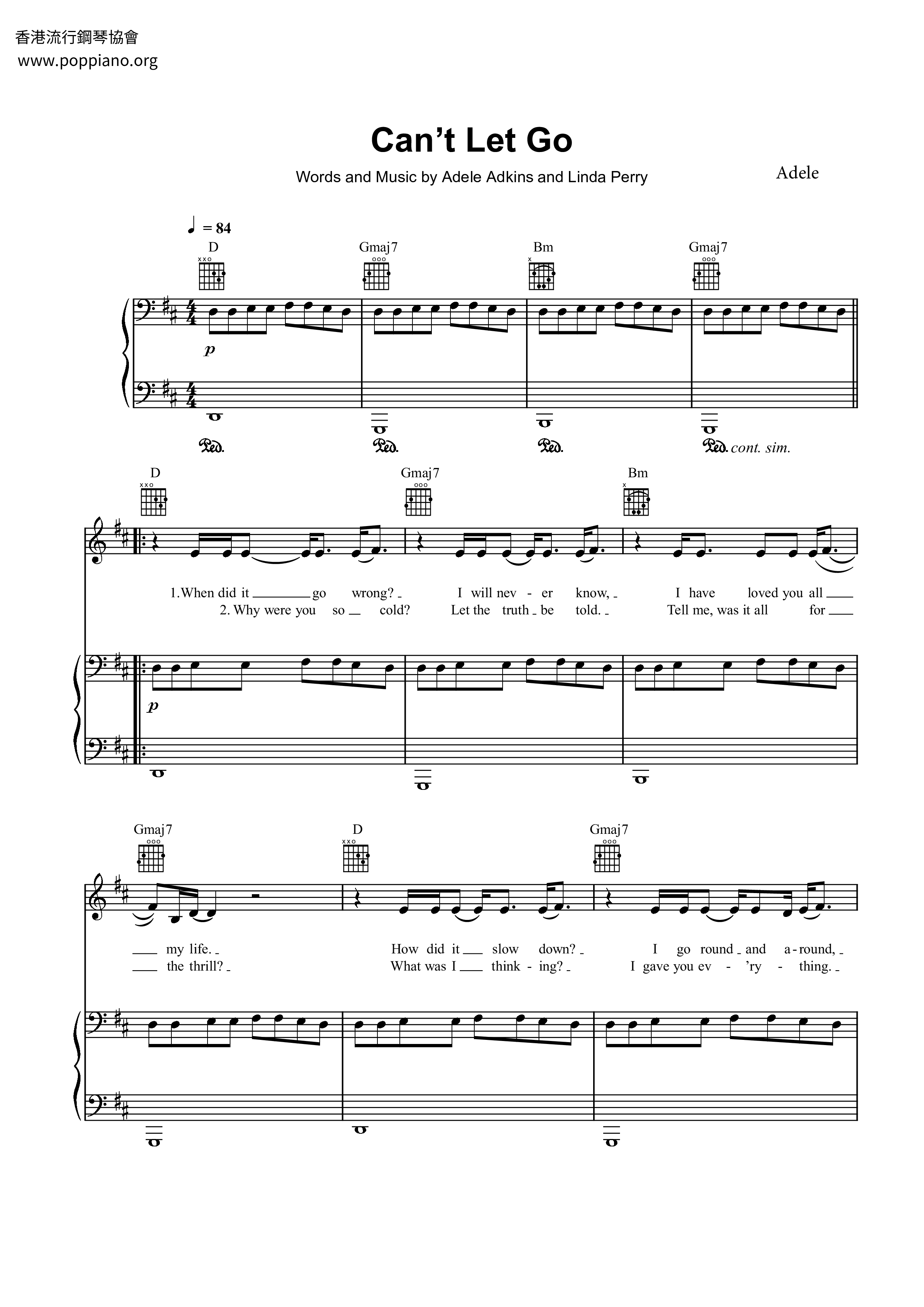 Adele-Can't Let Go Sheet Music pdf, - Free Score Download ★