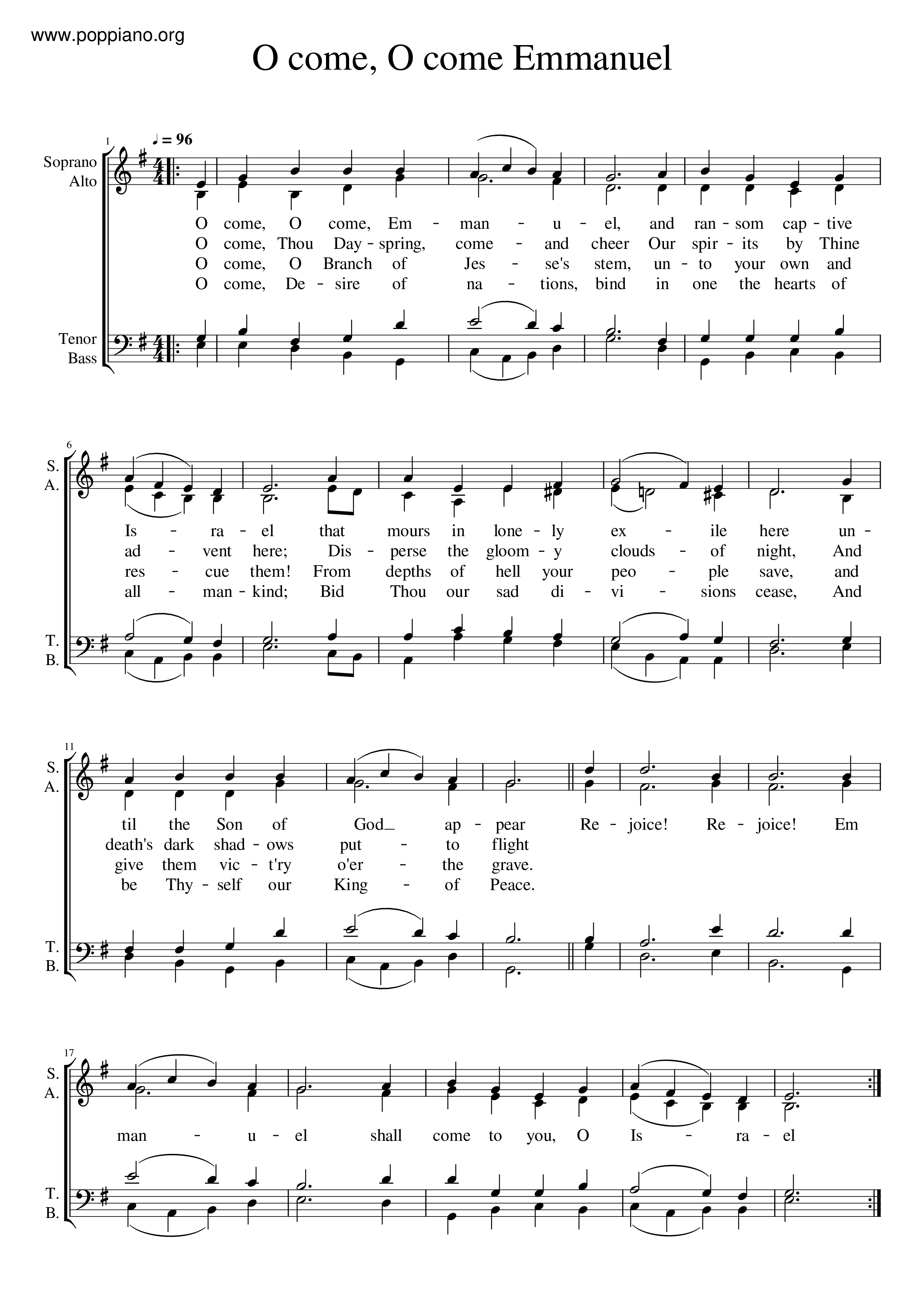Christmas-O Come, O Come Emmanuel Sheet Music pdf, - Free Score Download ★