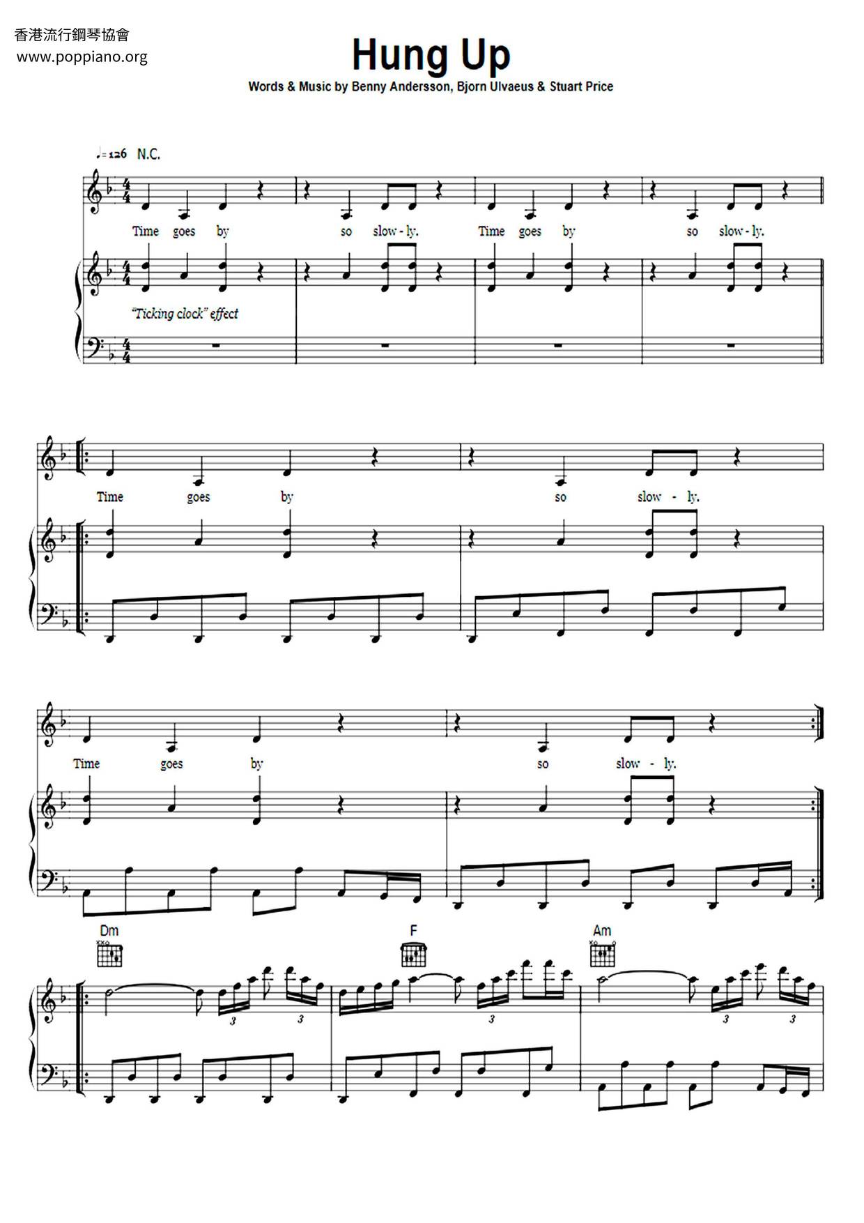 Madonna-Hung Up Sheet Music pdf, - Free Score Download ★