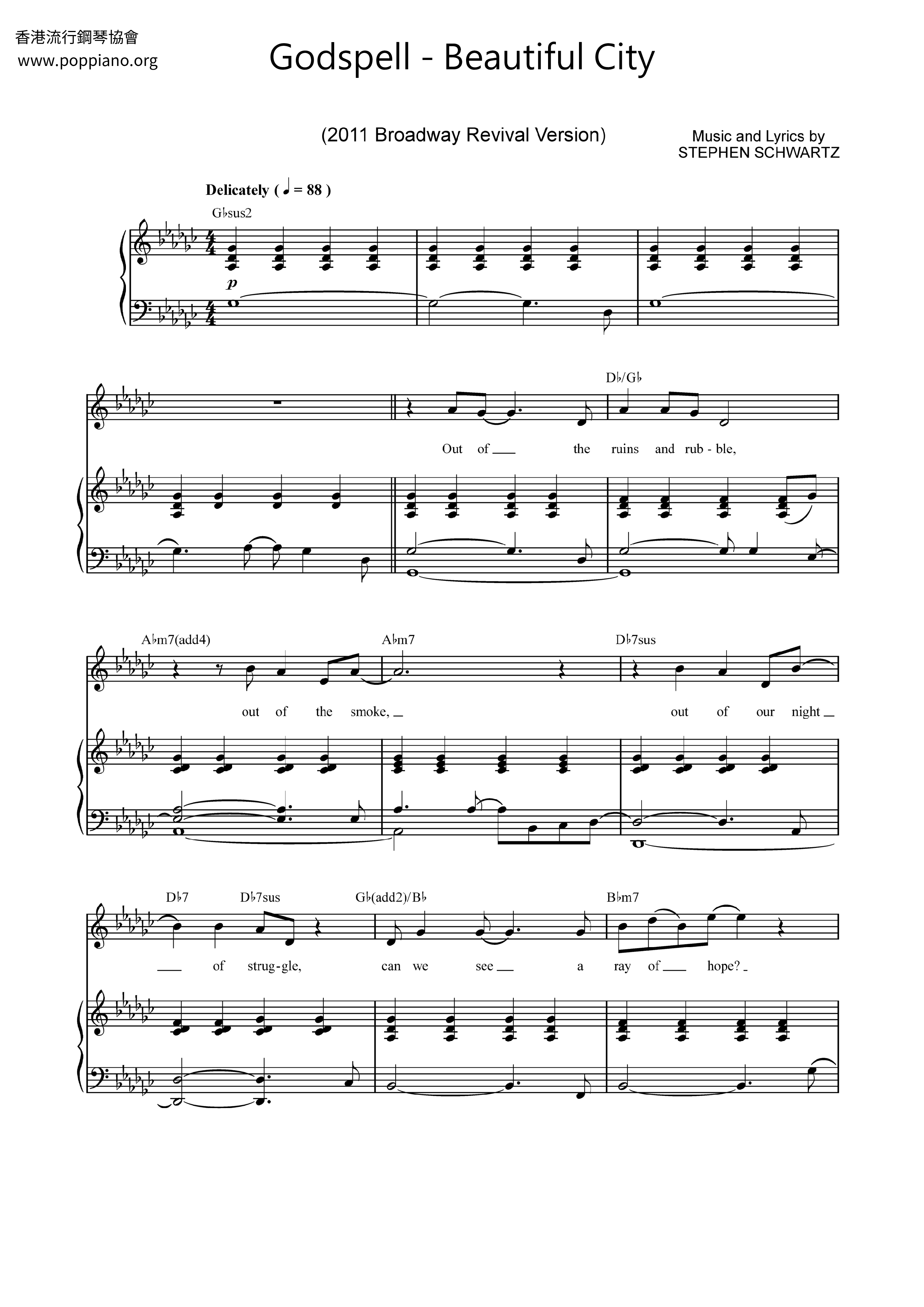 Godspell-Beautiful City Sheet Music pdf, - Free Score Download ★