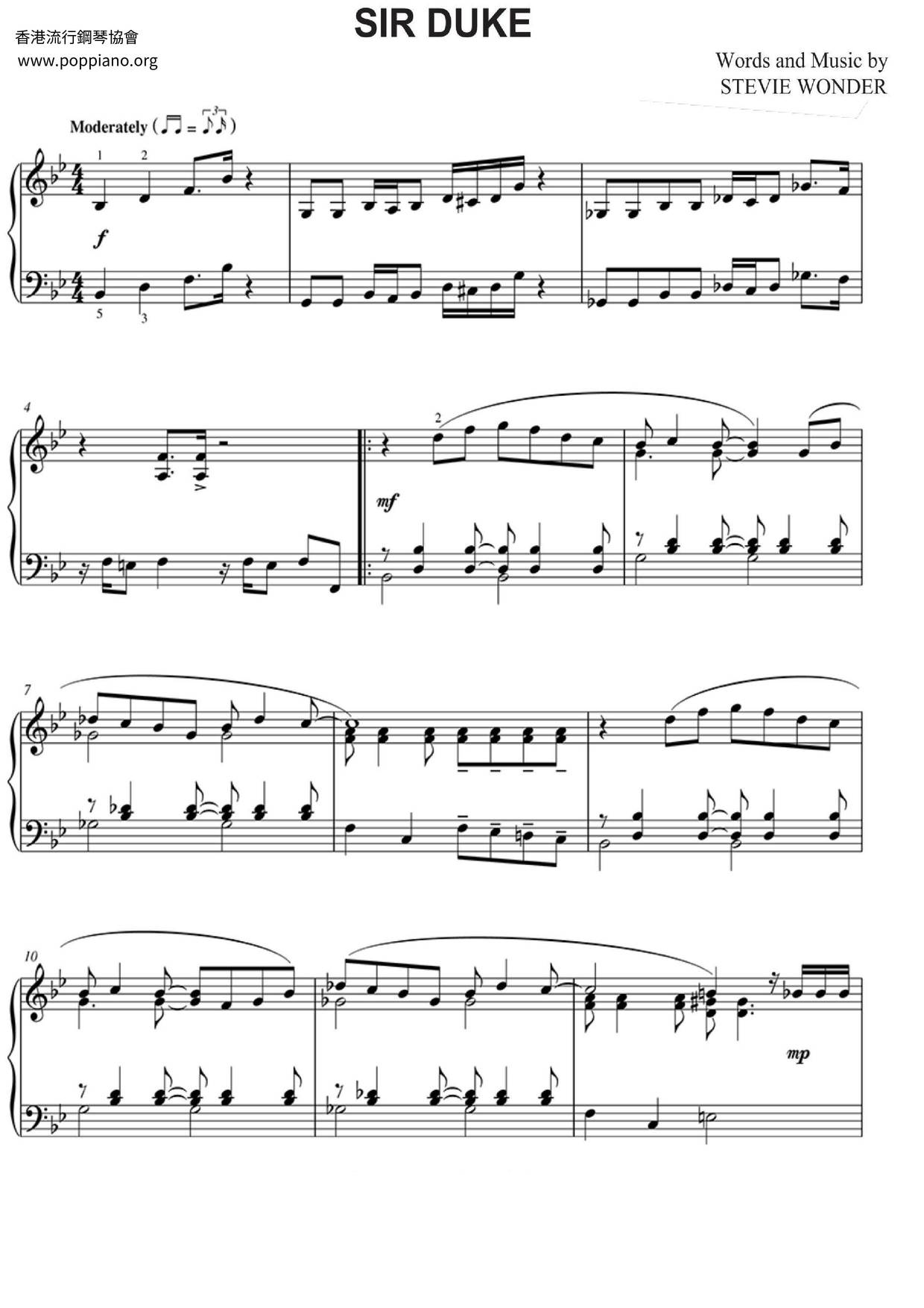 Stevie Wonder-Sir Duke Sheet Music pdf, - Free Score Download ★