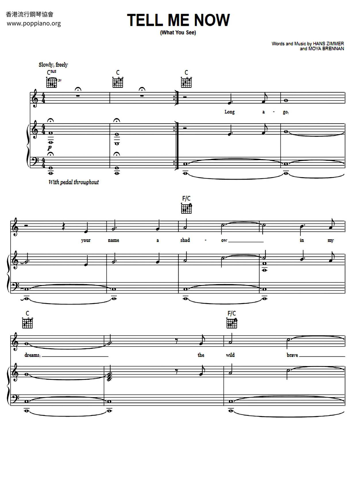 Moya Brennan, Hans Zimmer-King Arthur - Tell Me Now Sheet Music pdf ...
