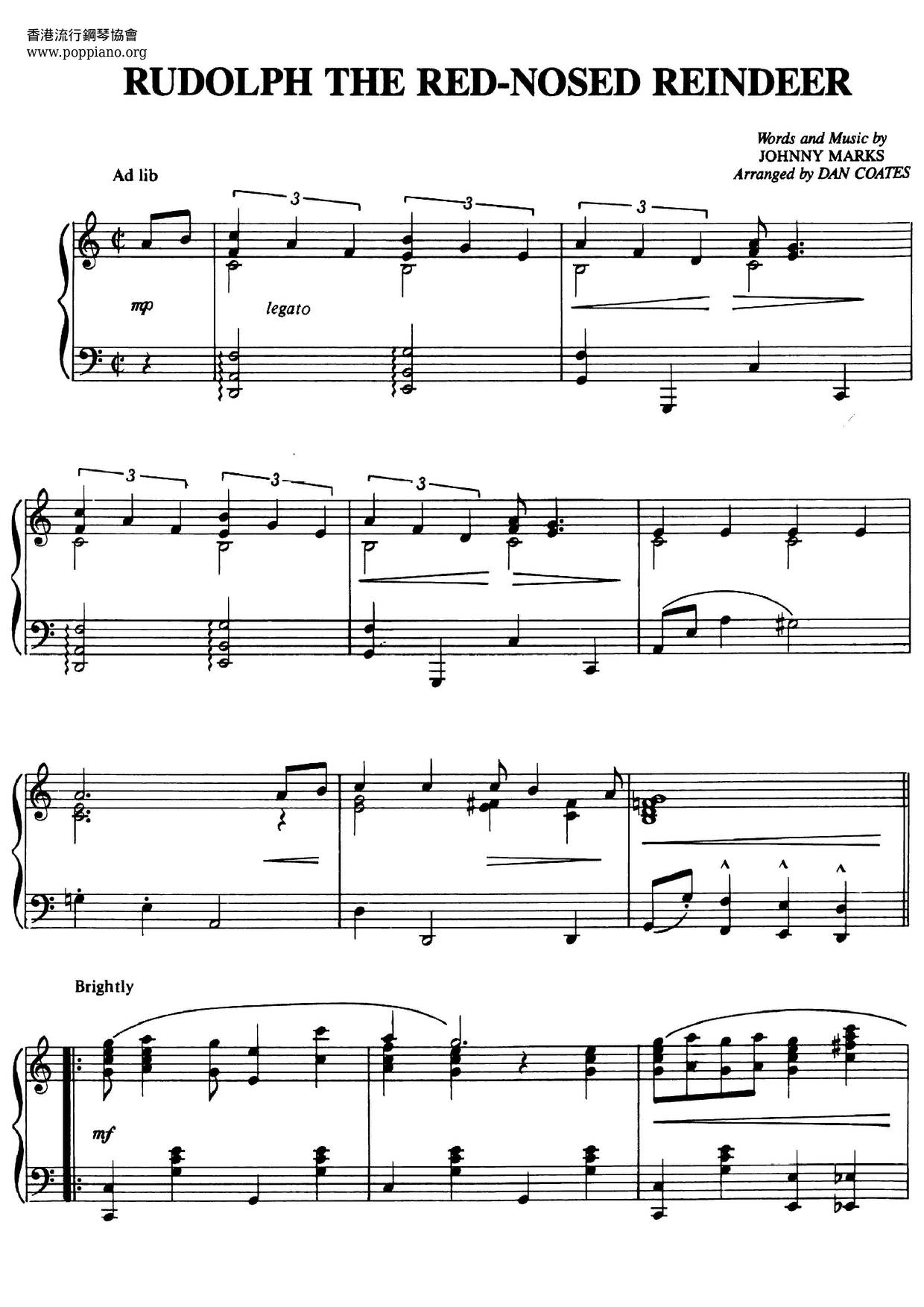 Christmas-Rudolph The Red-nosed Reindeer Sheet Music pdf, - Free Score ...