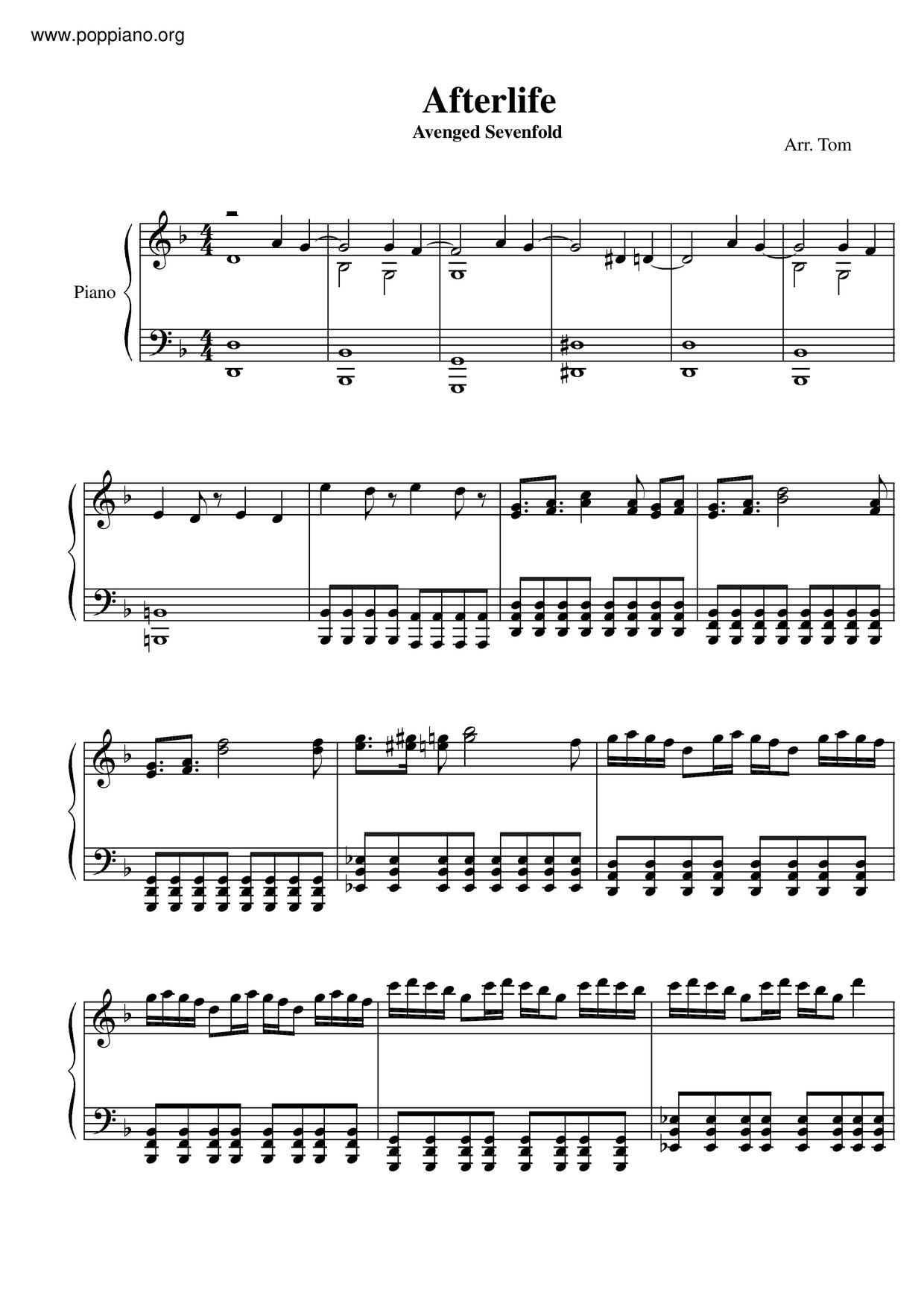 Avenged Sevenfold-Afterlife Sheet Music pdf, - Free Score Download ★