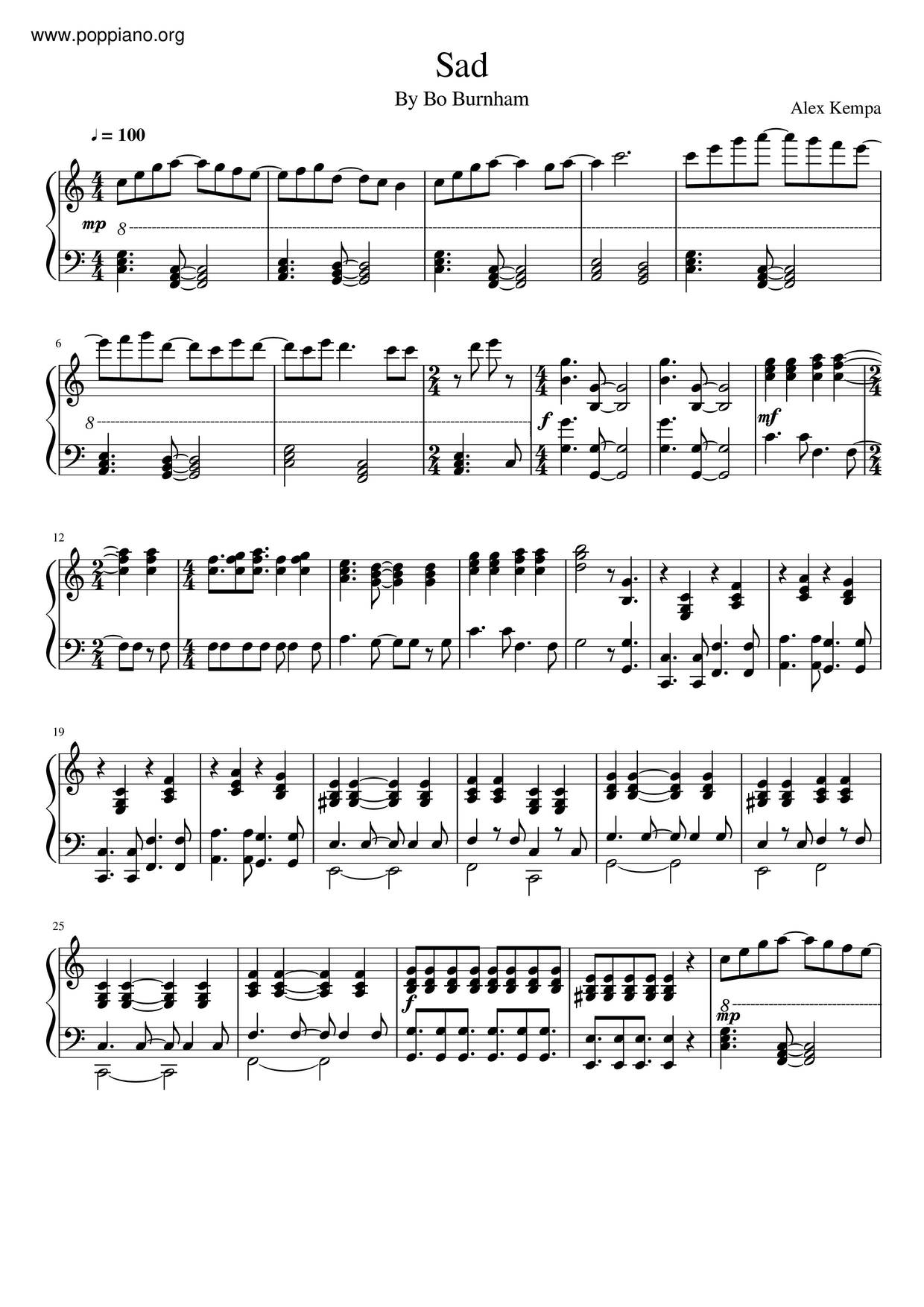 Bo Burnham-Sad Sheet Music pdf, - Free Score Download ★