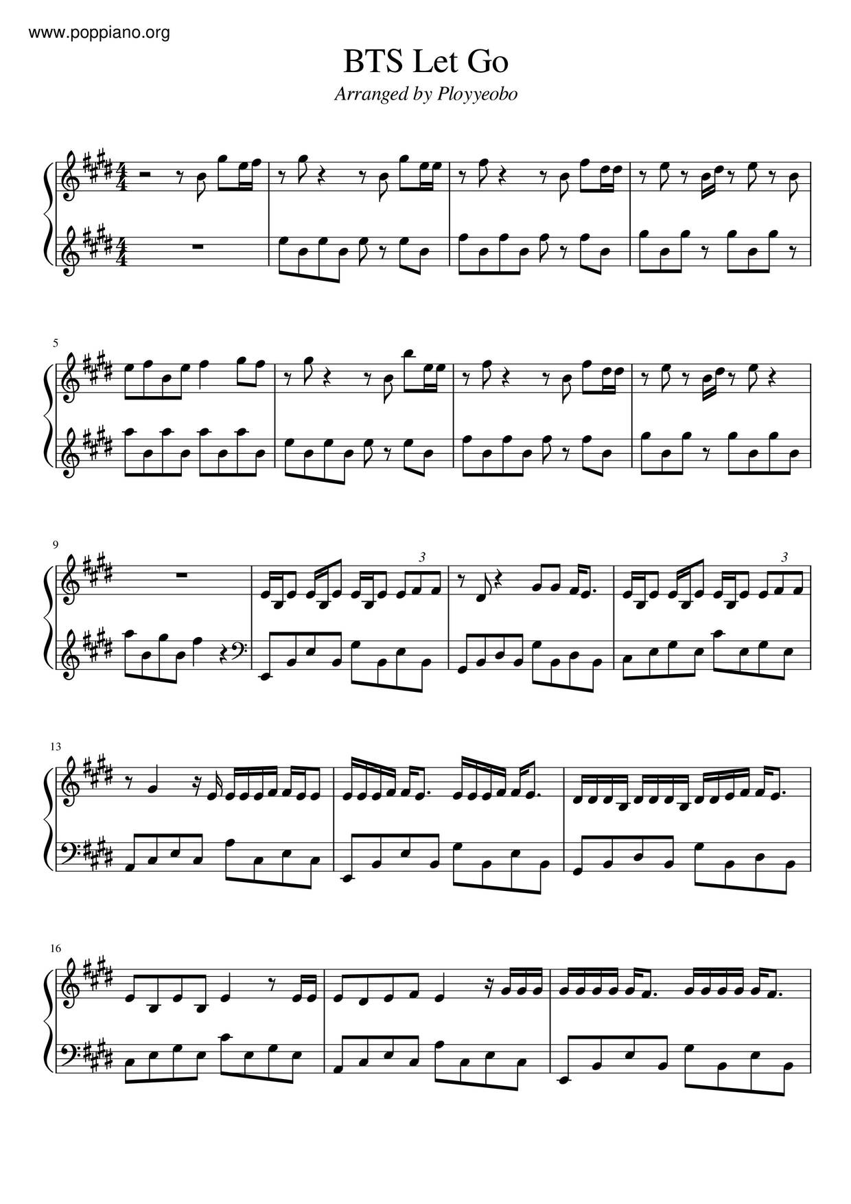 BTS-Let Go Sheet Music pdf, (ビーティーエス) - Free Score Download ★