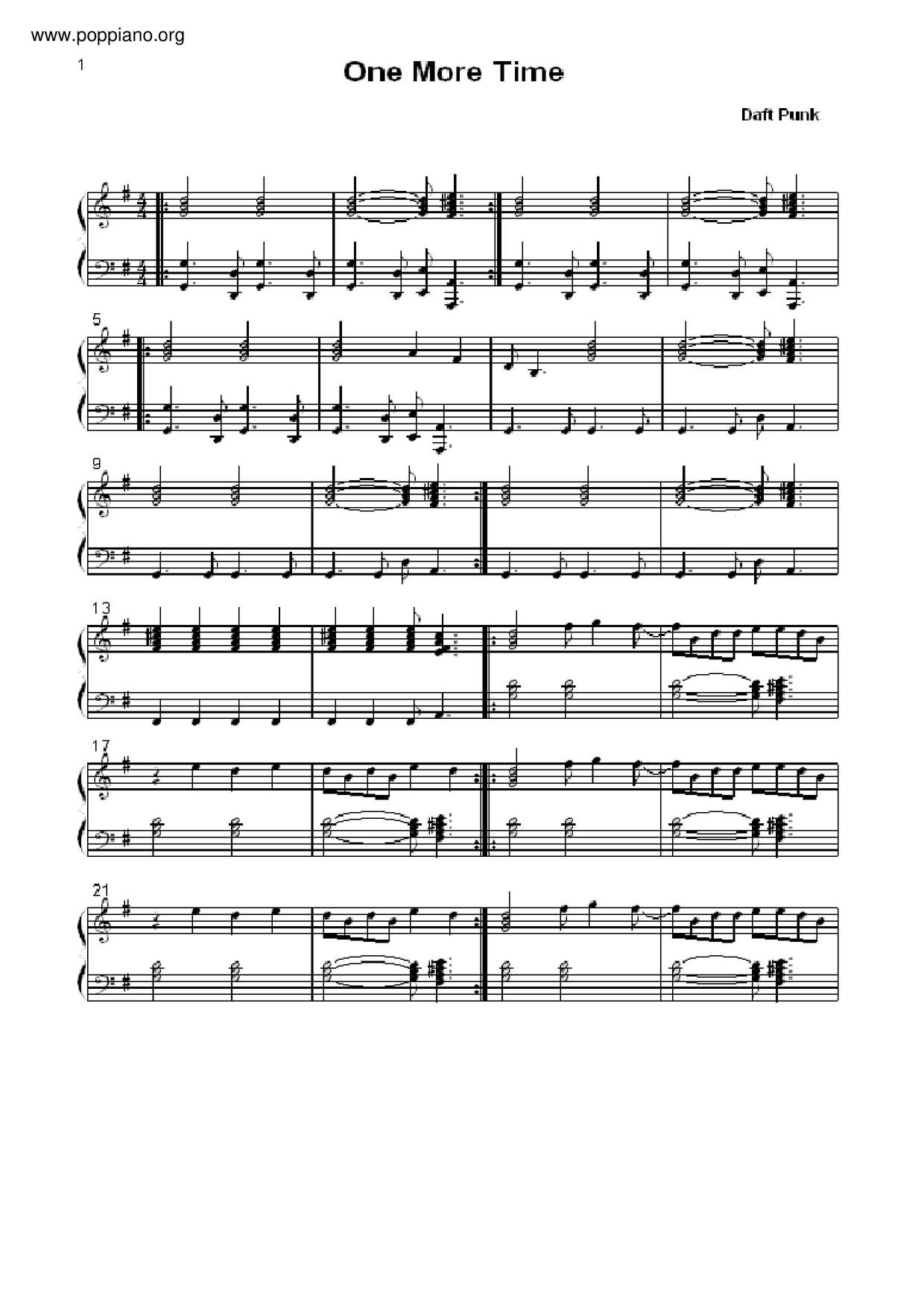 Daft Punk-One More Time Sheet Music pdf, - Free Score Download ★