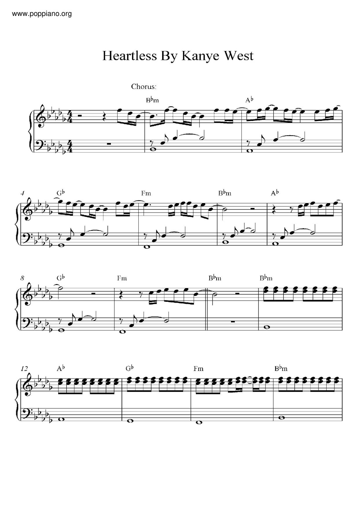 Kanye West-Heartless Sheet Music pdf, - Free Score Download ★