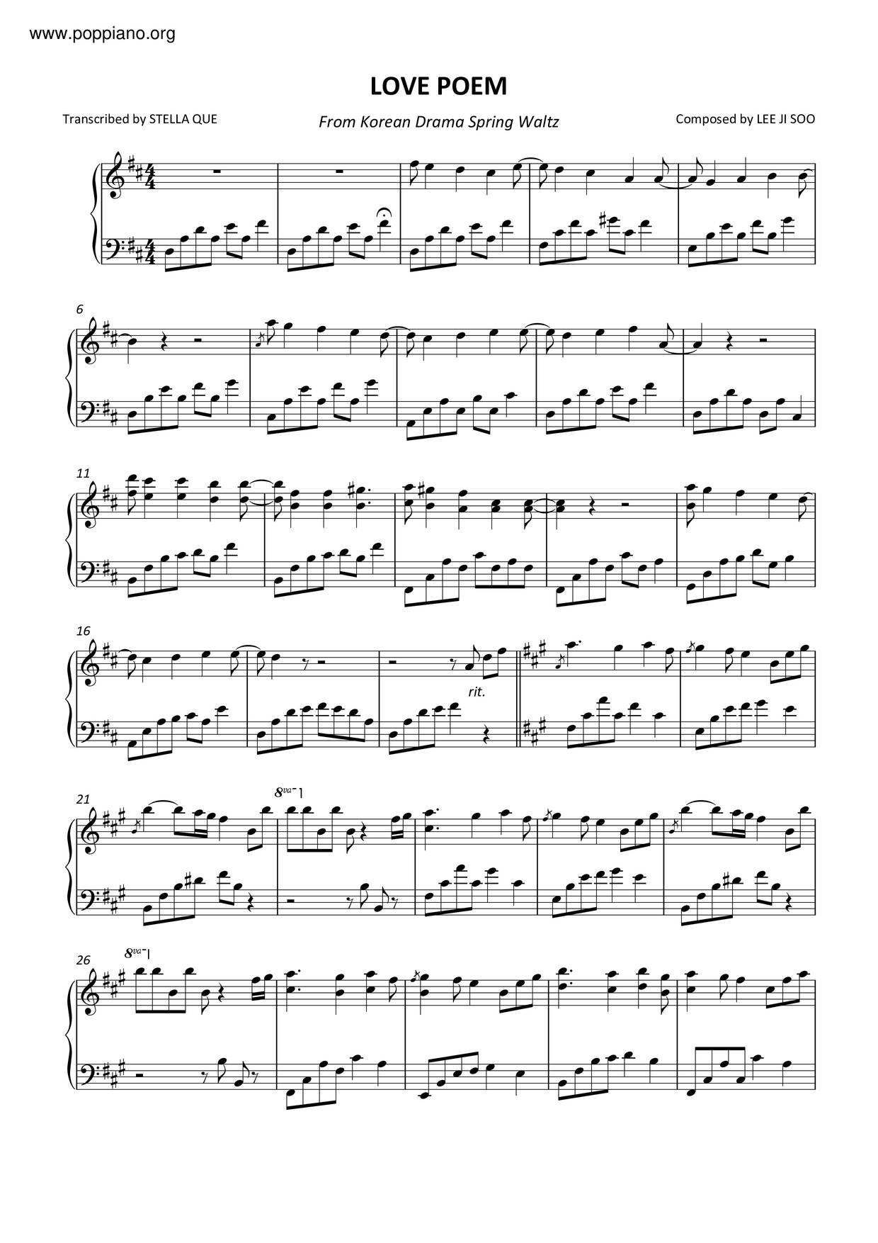 IU-Love Poem Sheet Music pdf, - Free Score Download ★