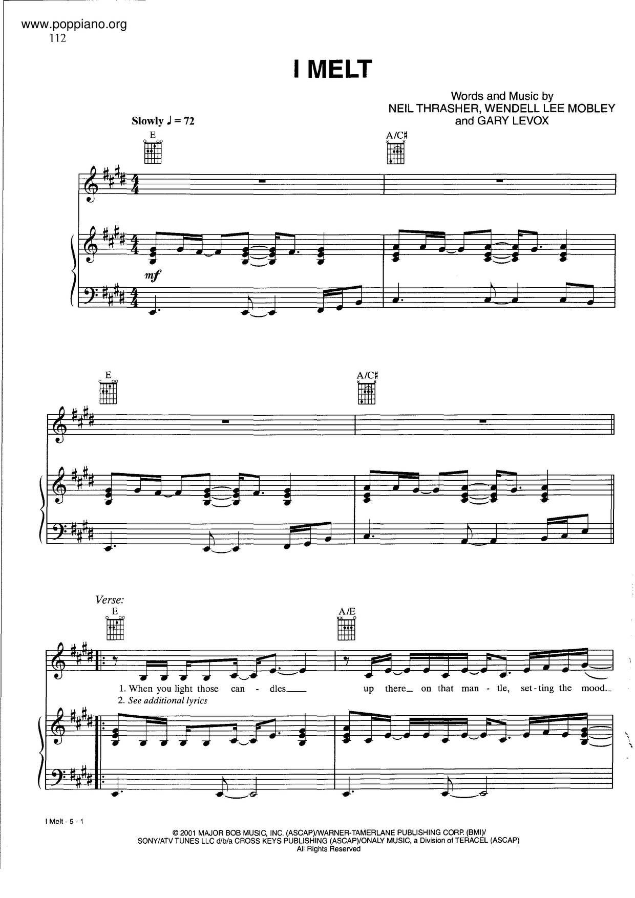 Rascal Flatts-I Melt Sheet Music pdf, - Free Score Download ★