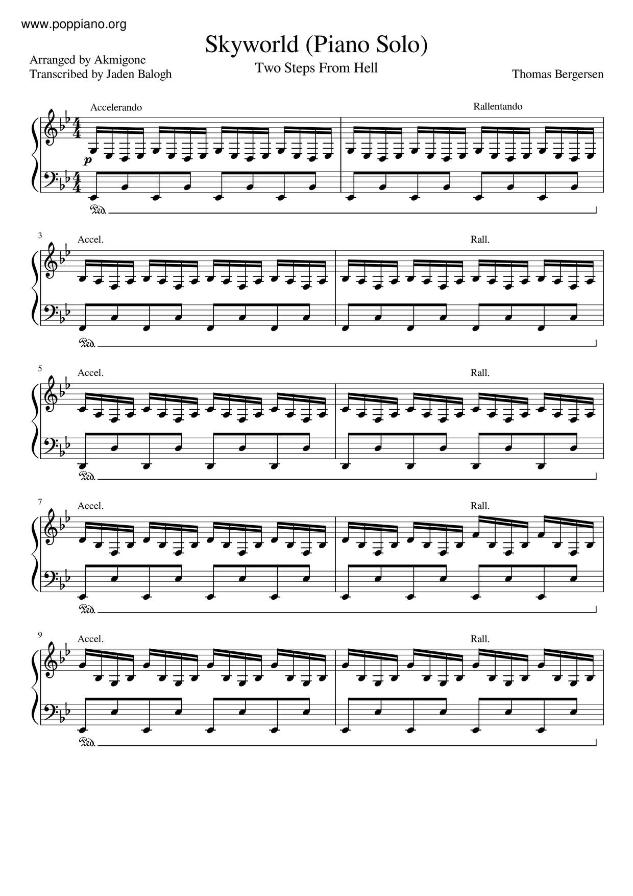 Two Steps From Hell-Skyworld Sheet Music pdf, - Free Score Download ★