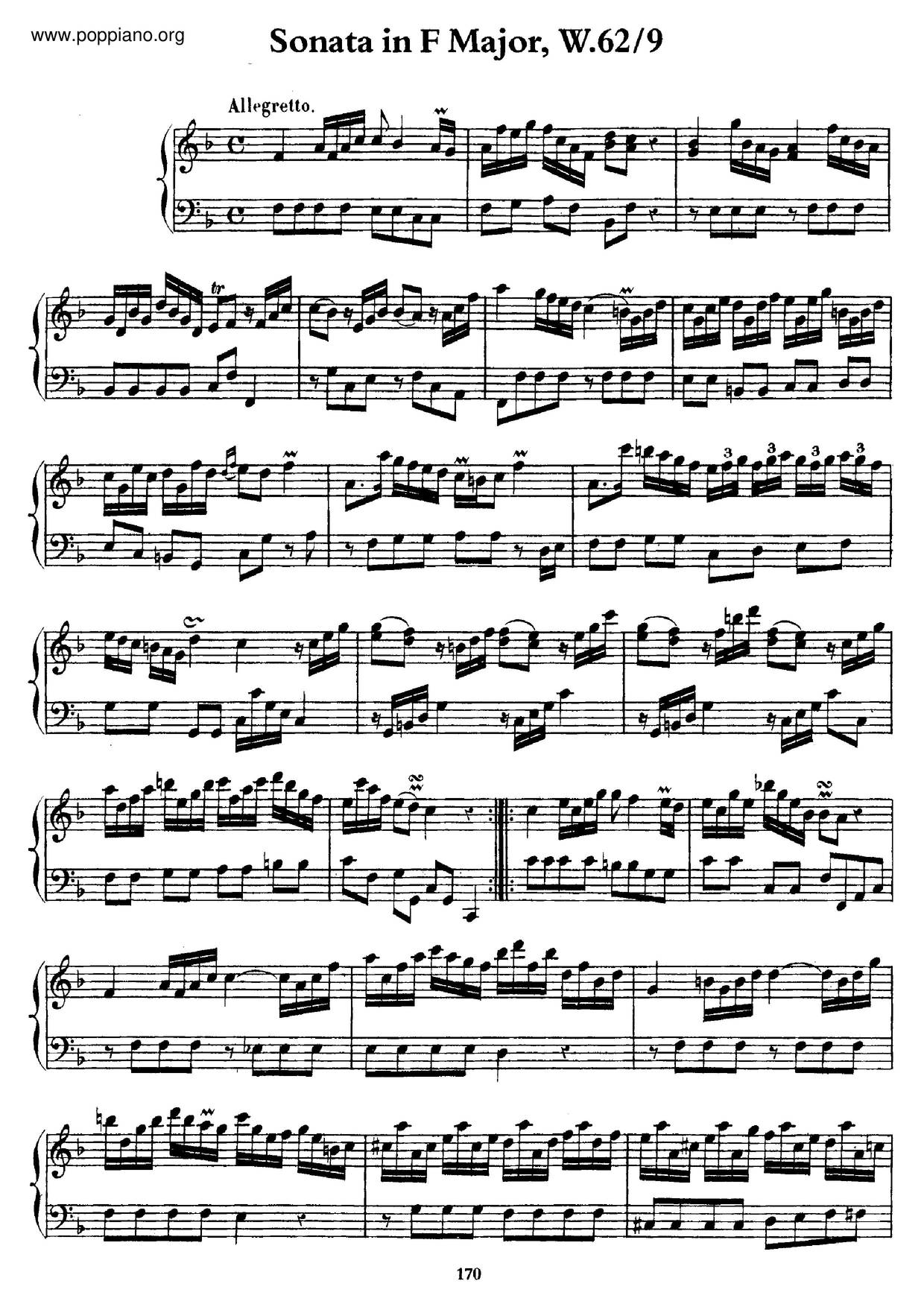 Carl Philipp Emanuel Bach-Keyboard Sonata In F Major, H.58 Sheet Music pdf, - Free Score Download ★