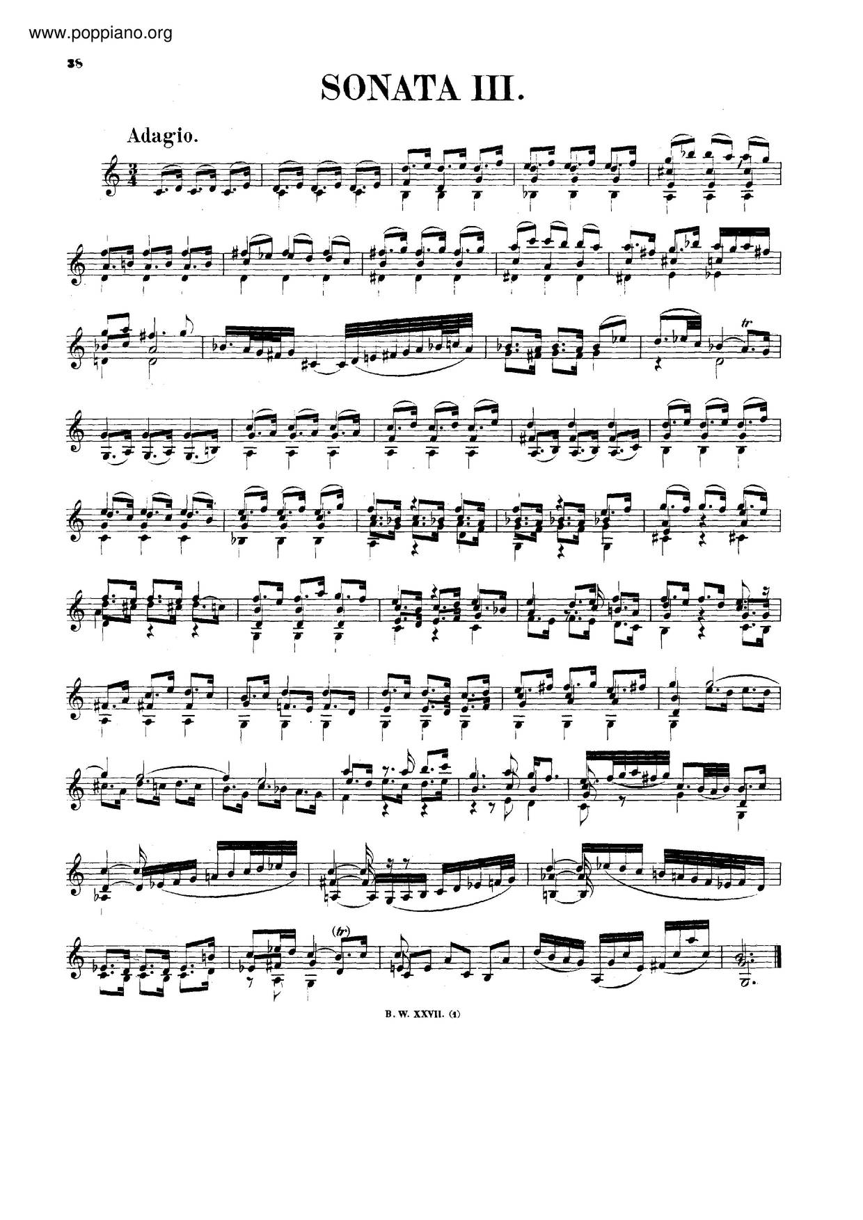 Bach-Violin Sonata No. 3 In C Major, BWV 1005 Sheet Music pdf, - Free Score Download ★