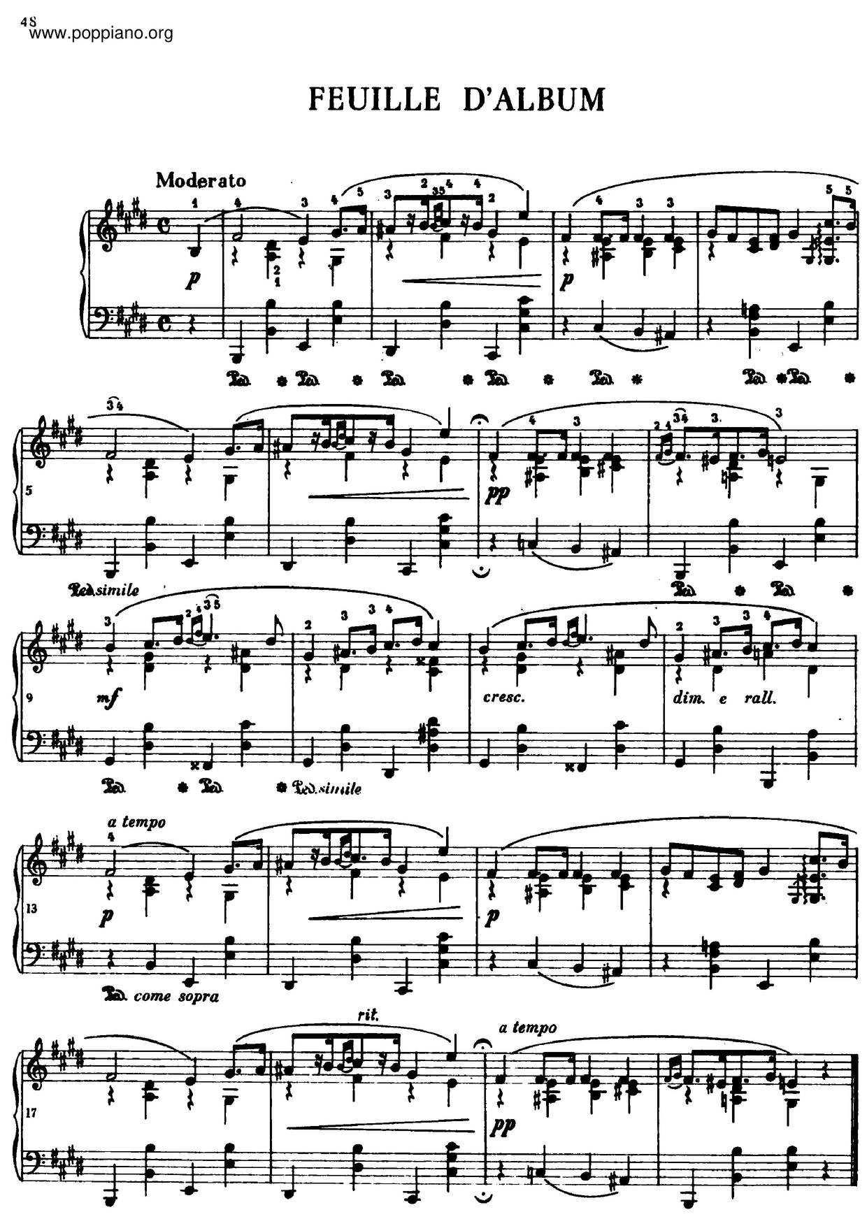 Chopin-Feuille D'album Sheet Music pdf, - Free Score Download ★