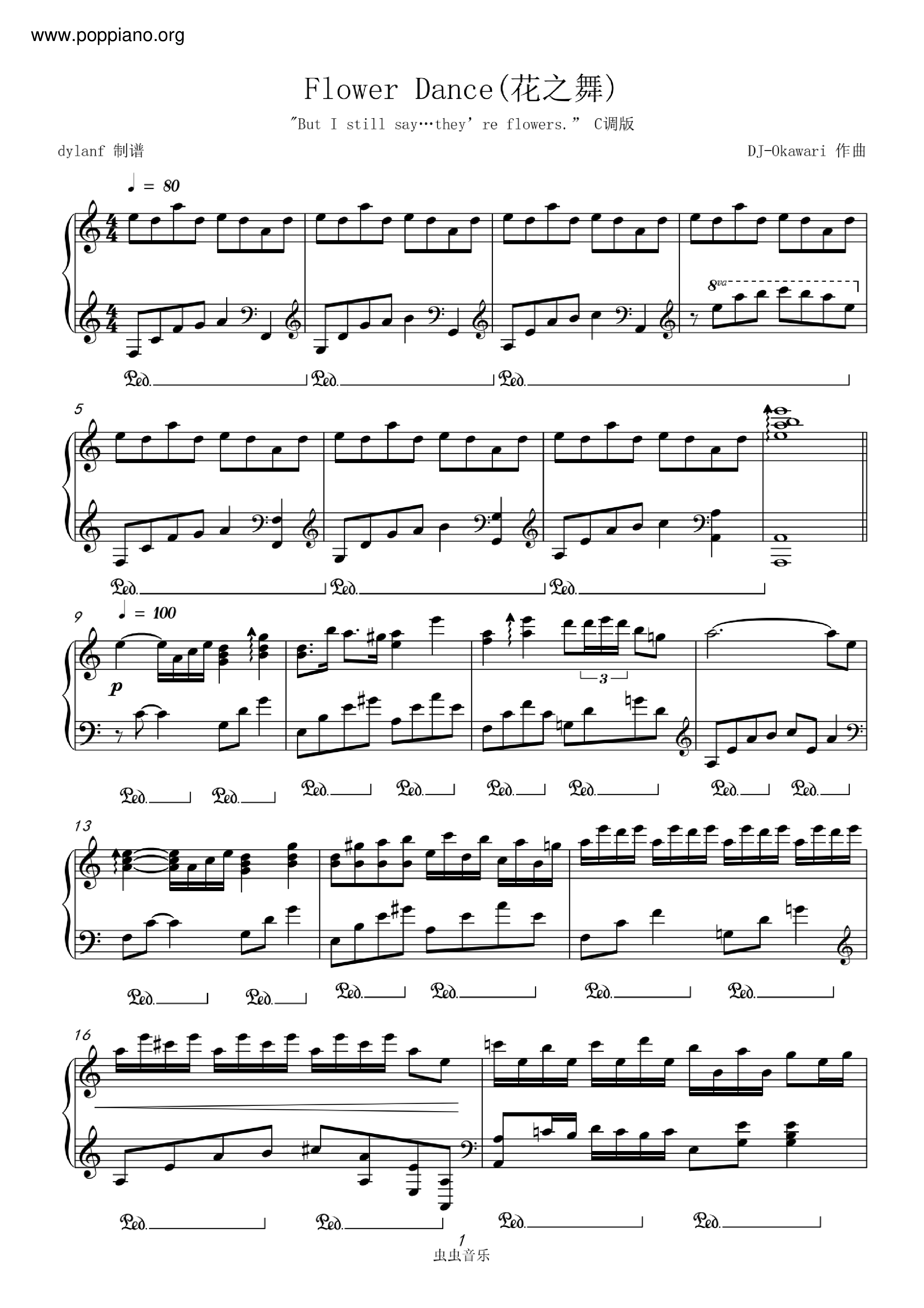 DJ Okawari-Flower Dance Sheet Music pdf, (DJ Okawari) - Free Score Download ★