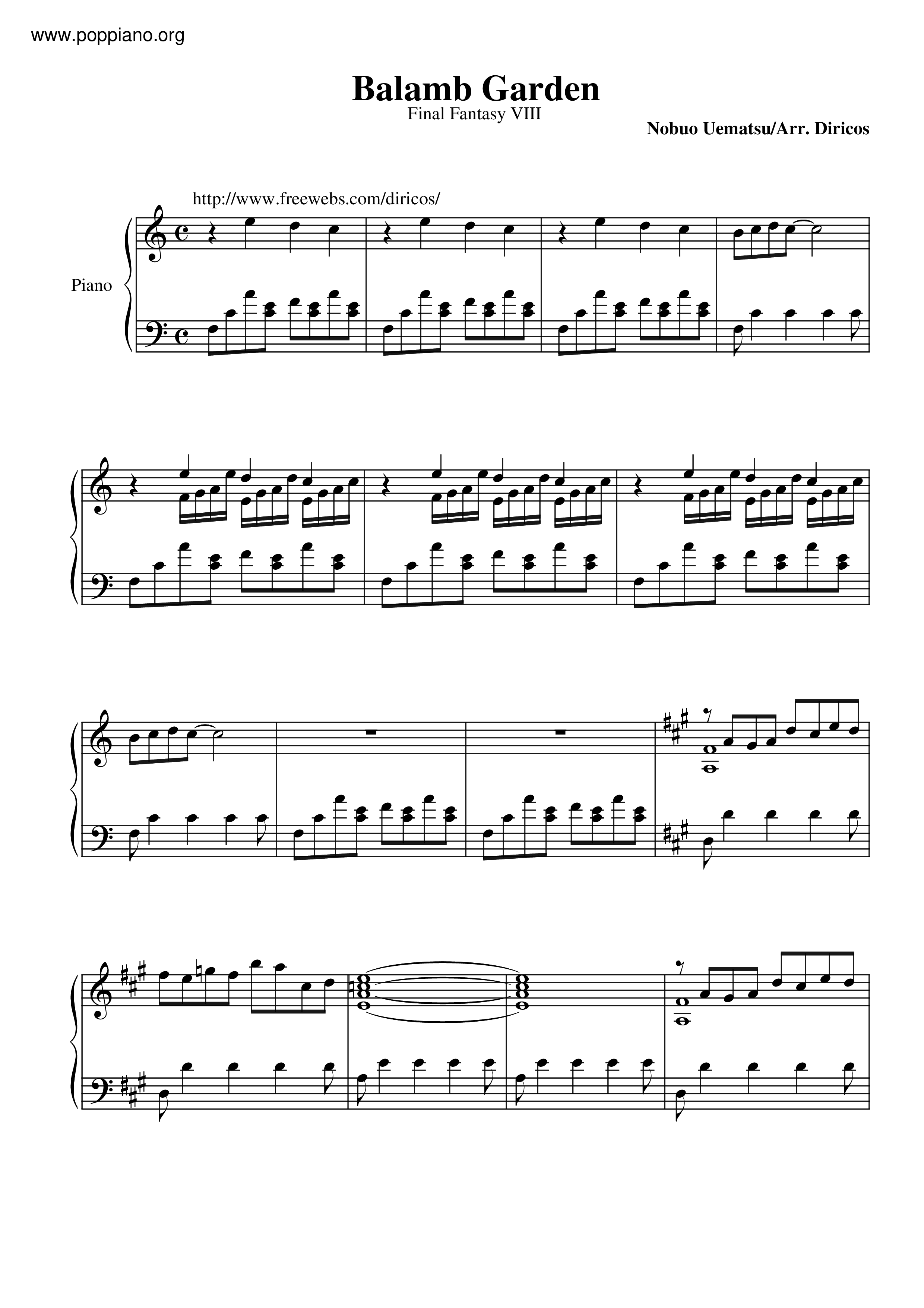 Final Fantasy VIII-Balamb Garden Sheet Music pdf, - Free Score Download ★