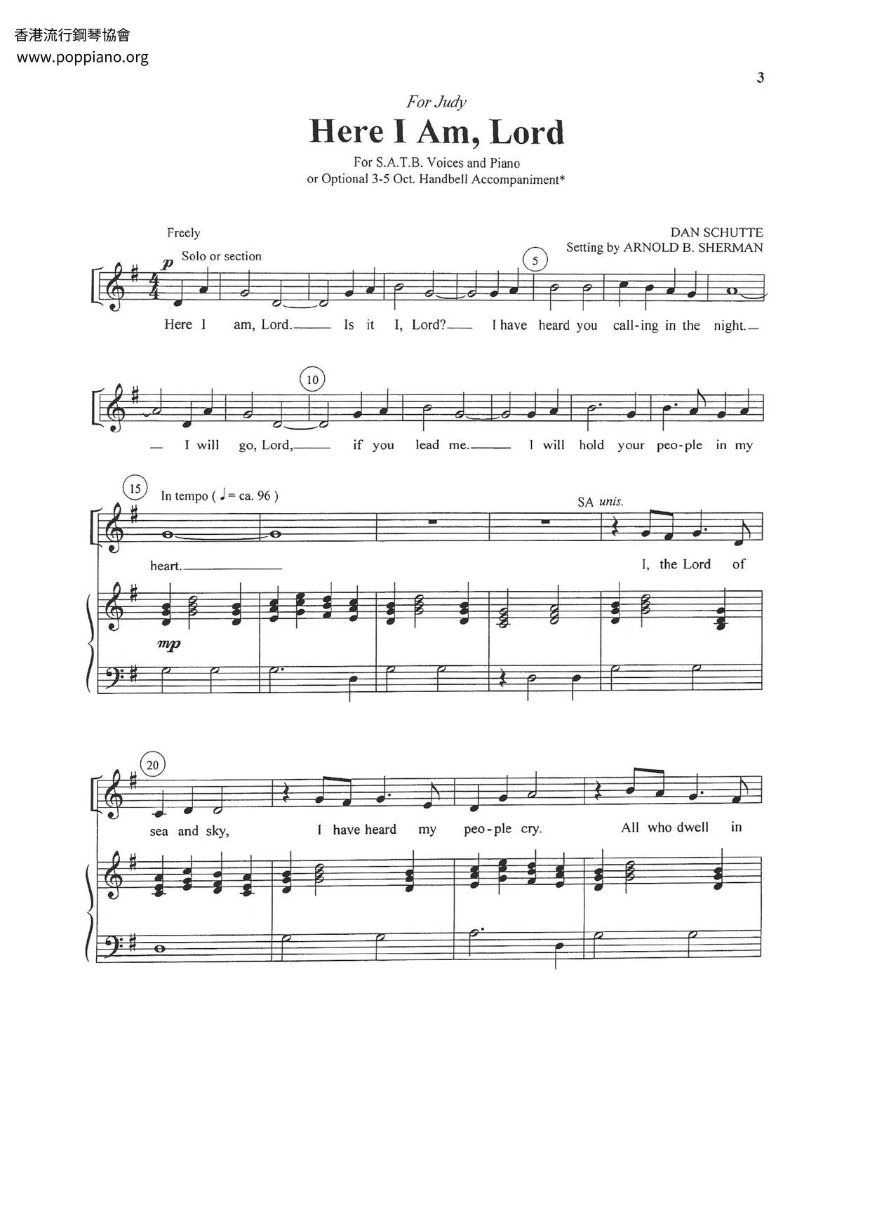 hymn-Here I Am, Lord Sheet Music pdf, - Free Score Download ★
