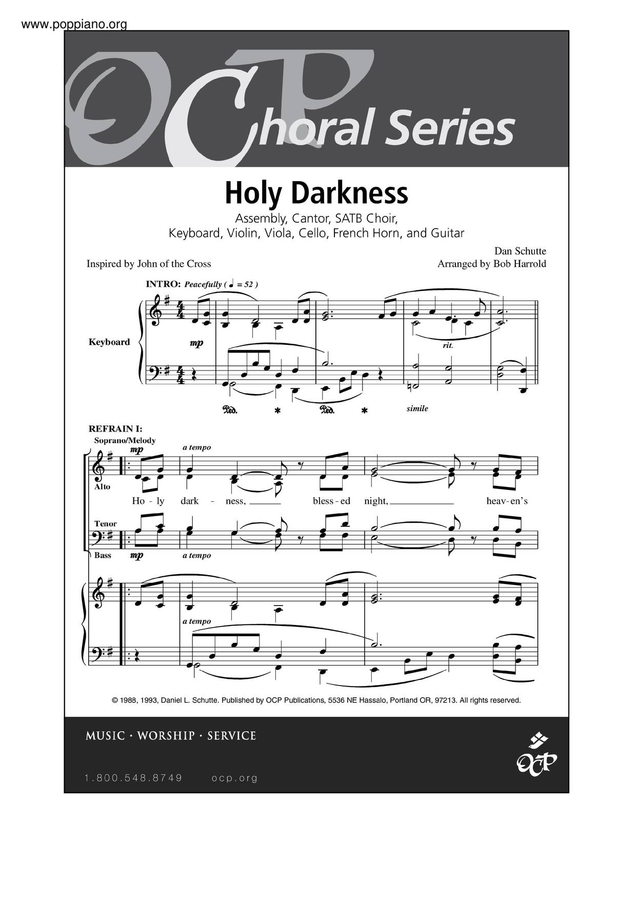 Hymn-Holy Darkness Sheet Music pdf, - Free Score Download ★