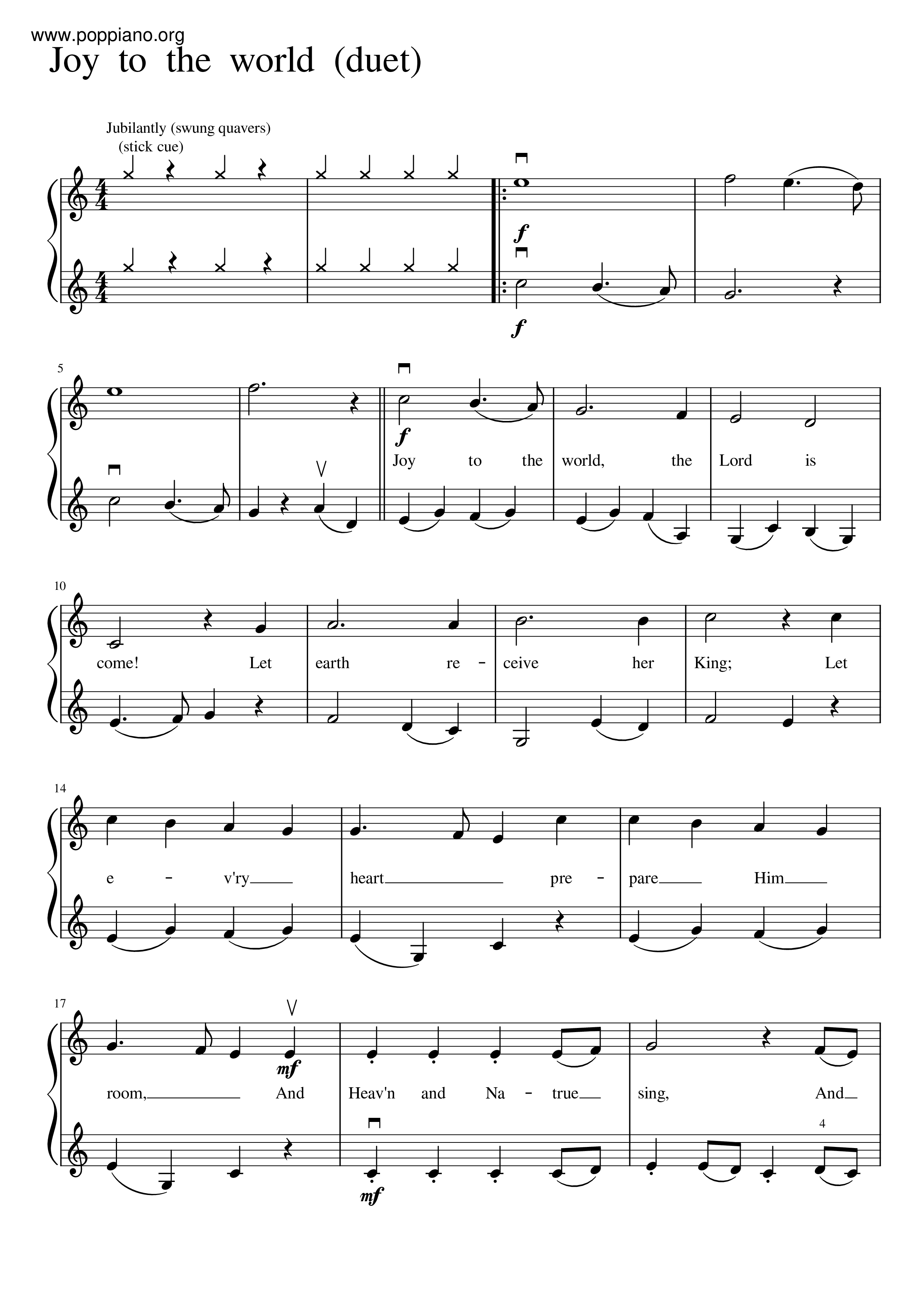 Christmas-Joy To The World Sheet Music pdf, - Free Score Download ★