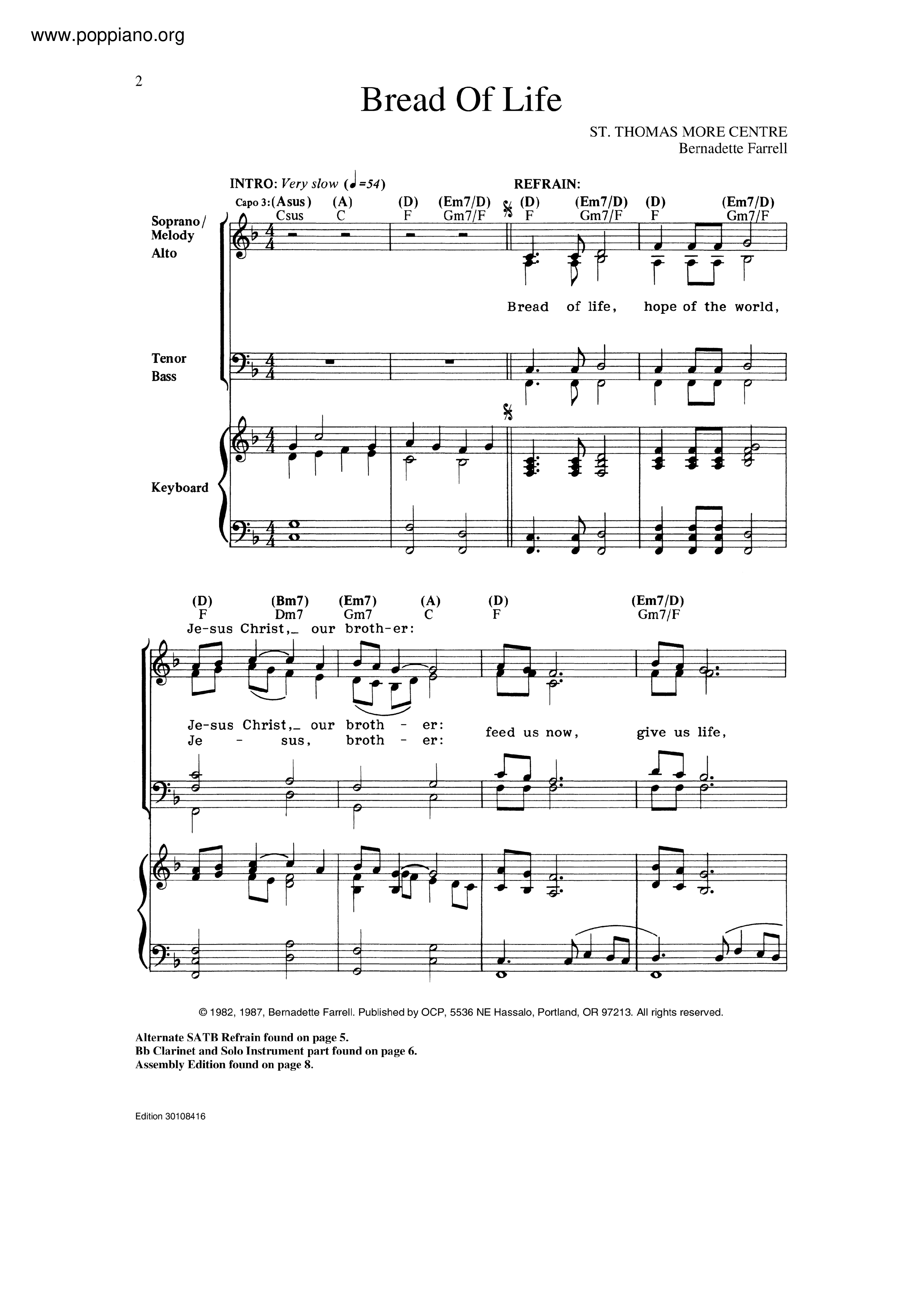 Hymn-Bread Of Life Sheet Music pdf, - Free Score Download ★